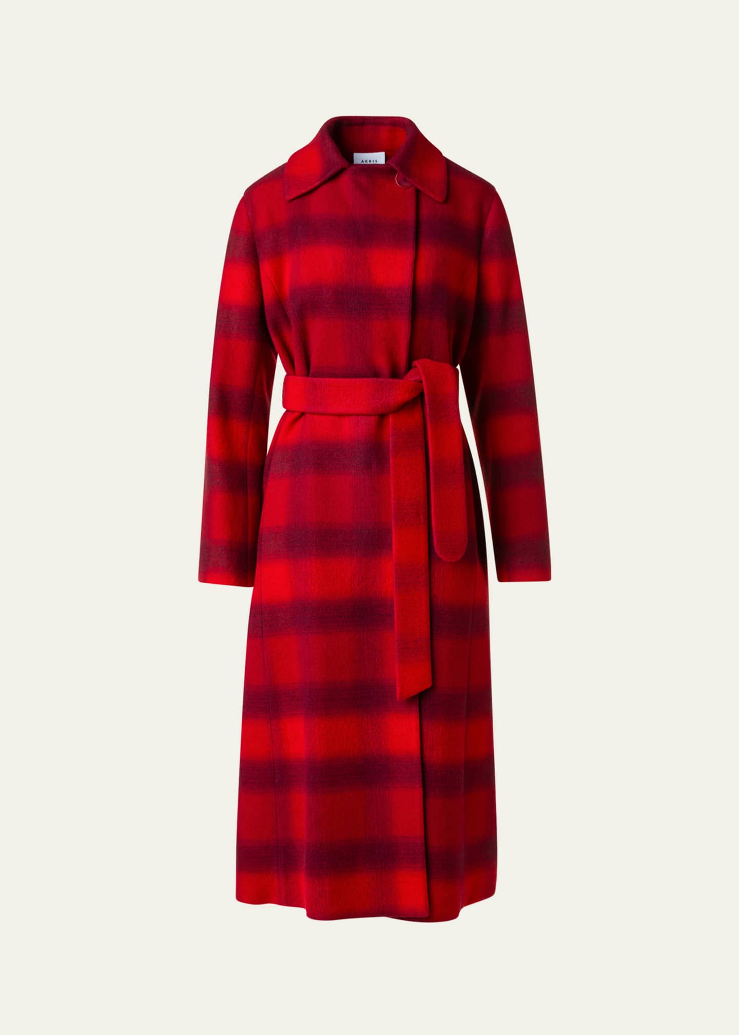 Akris punto Blur Check Belted Double-Breasted Coat - Bergdorf Goodman