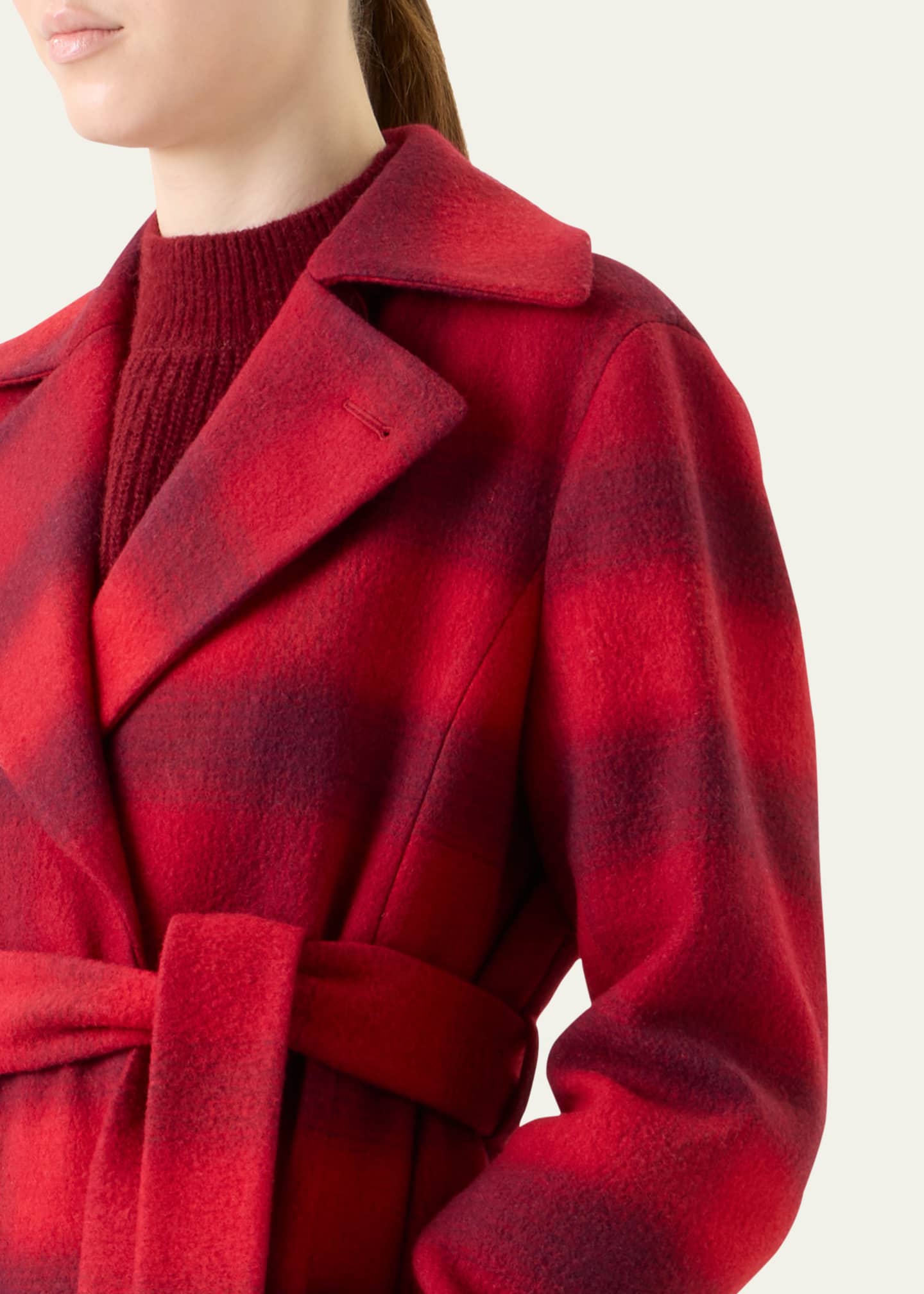 Akris punto Blur Check Belted Double-Breasted Coat - Bergdorf Goodman