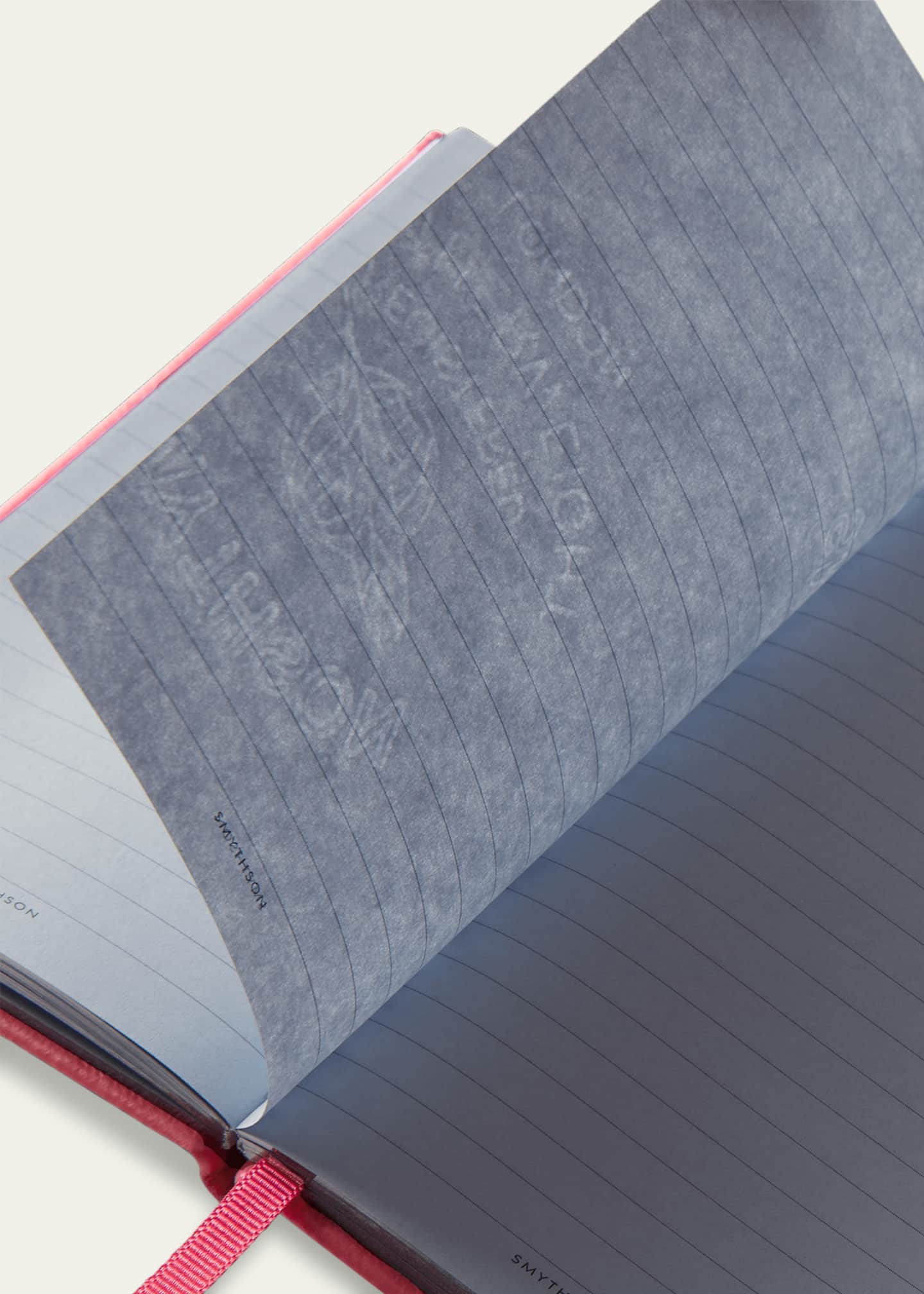Smythson "Live, Love, Laugh" Panama Leather Pocket Notebook, Raspberry ...