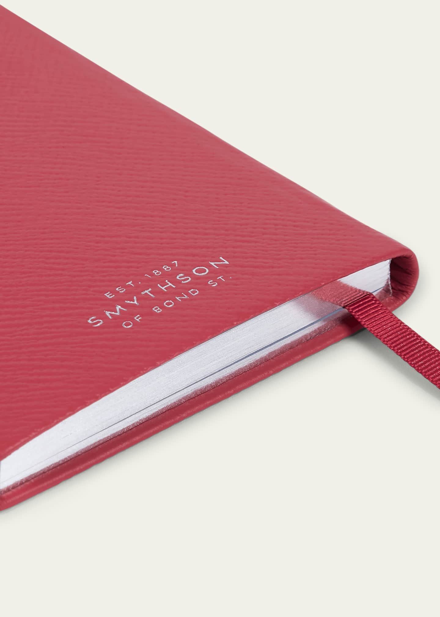 Smythson "Live, Love, Laugh" Panama Leather Pocket Notebook, Raspberry ...