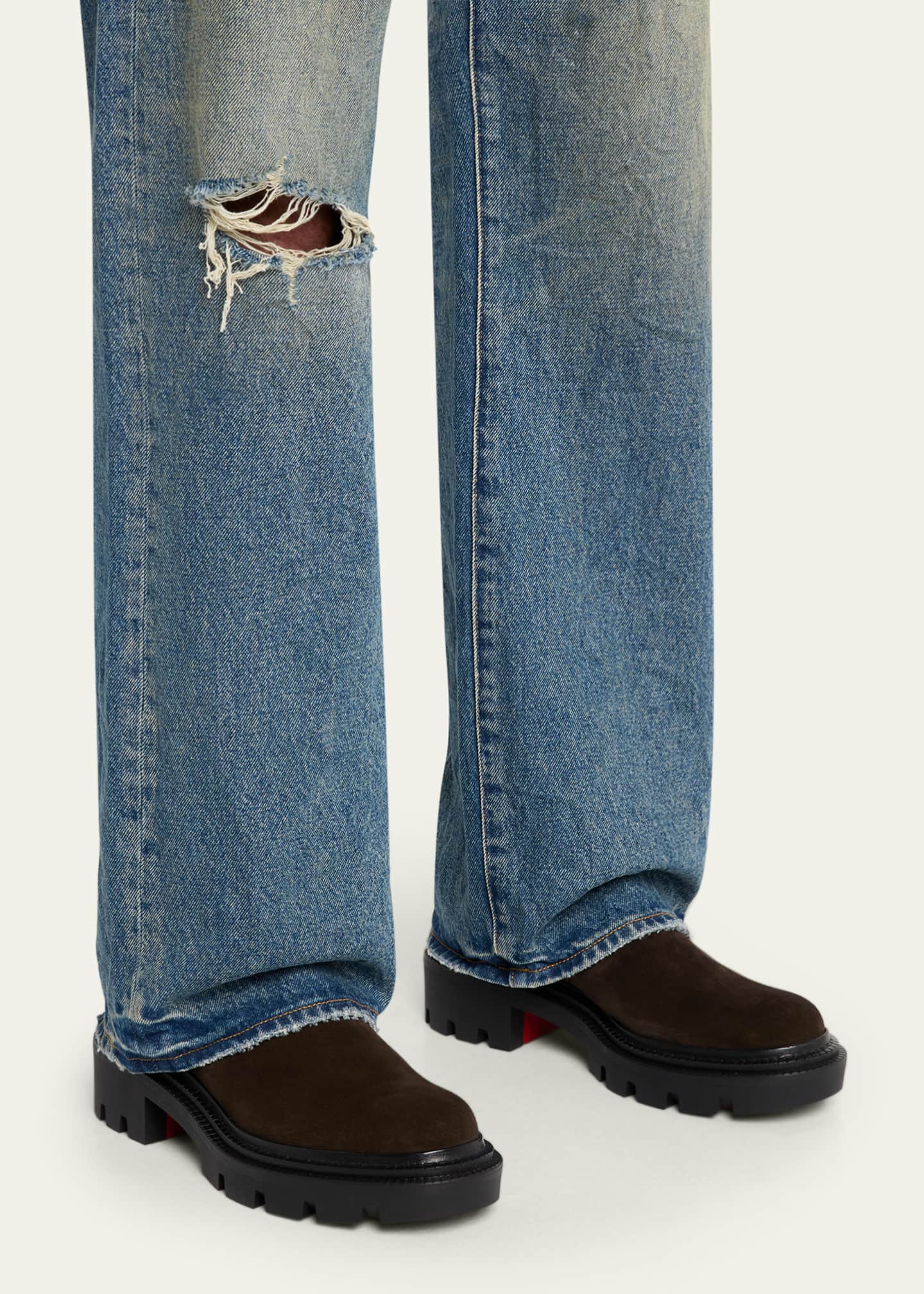 Christian Louboutin Men's Devon Lug-Sole Suede Chelsea Boots - Bergdorf ...