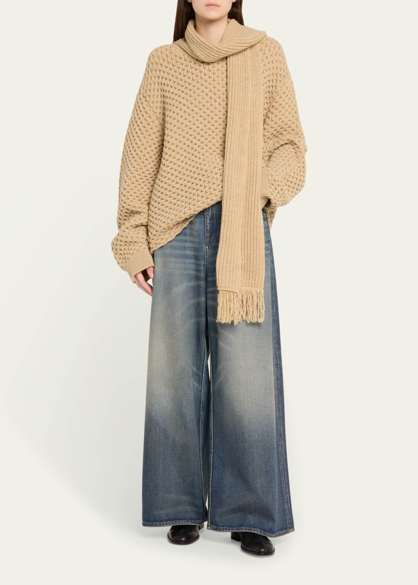 MM6 Maison Margiela Crewneck Scarf Sweater - Bergdorf Goodman