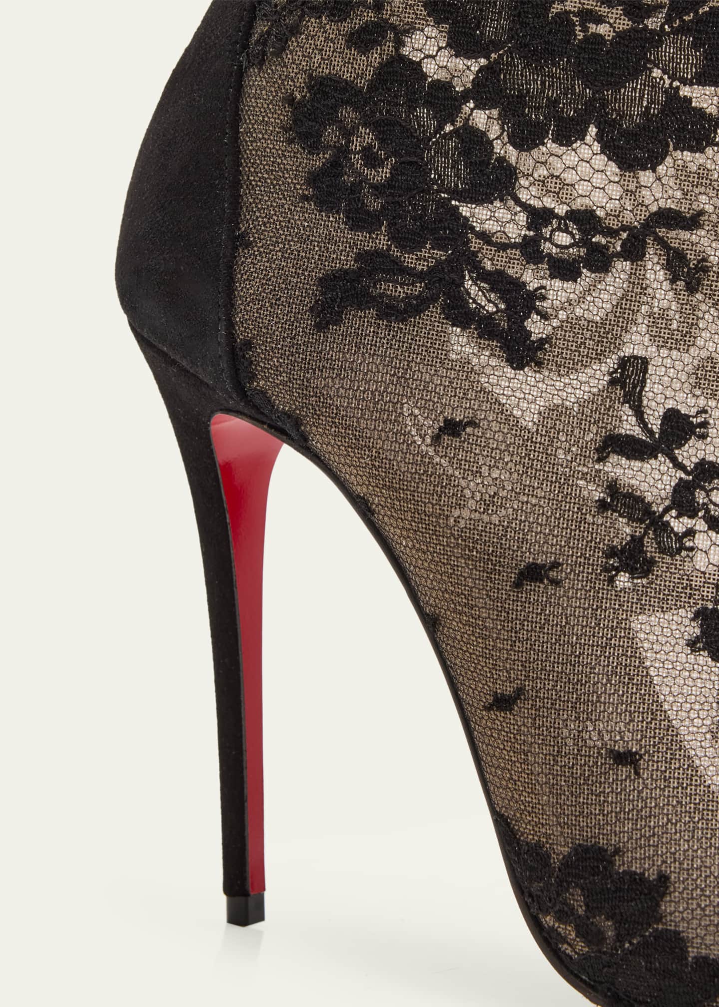 Christian Louboutin 100mm KM Lace Floral Mesh Red Sole Booties ...