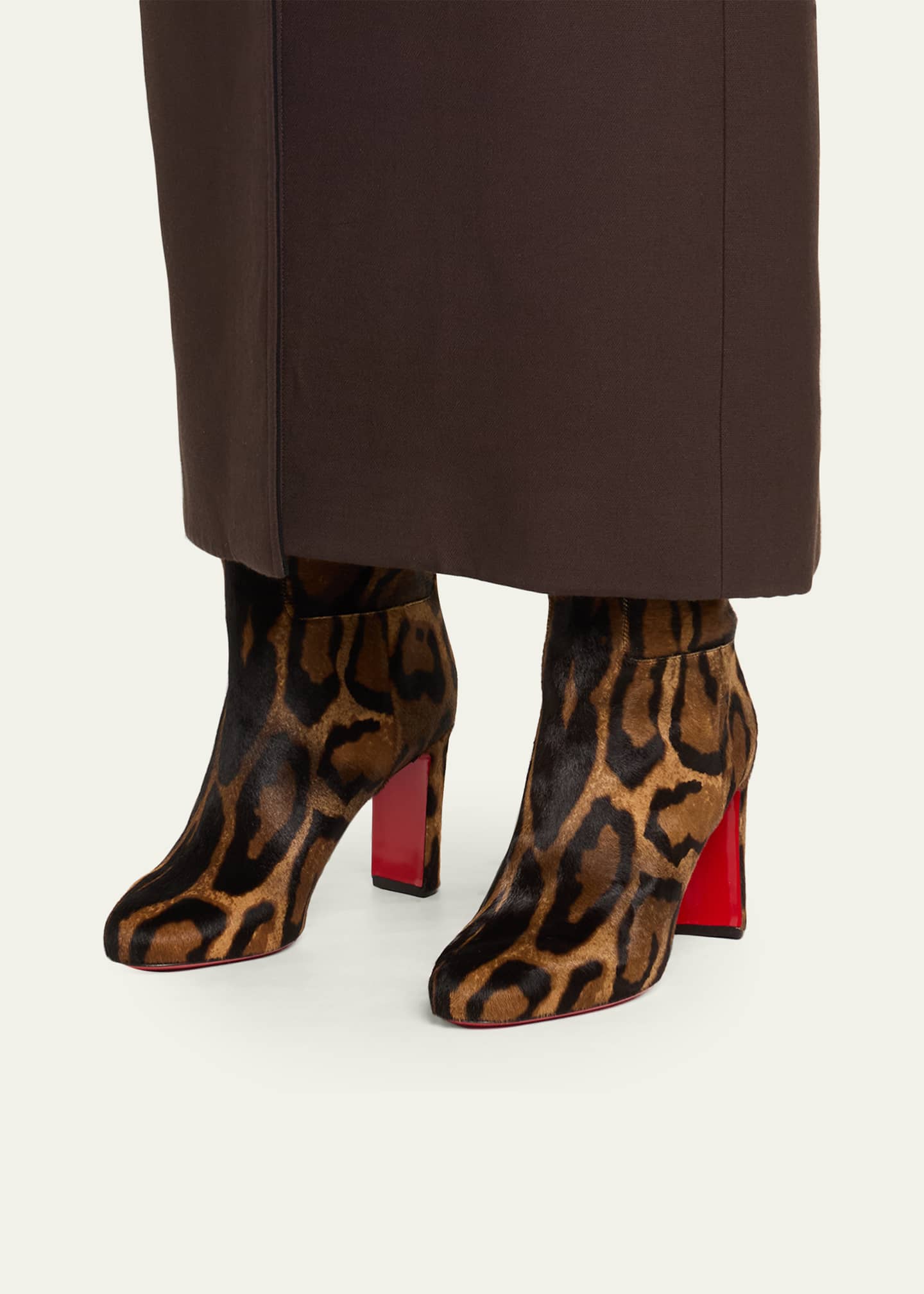 Christian Louboutin 85mm Loo Botta Leopard Calf Hair Red Sole Knee-High ...