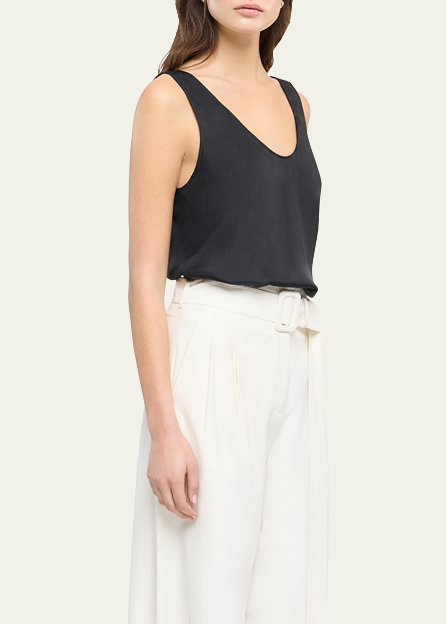 Another Tomorrow Scoop-Neck Silk Tank Top - Bergdorf Goodman