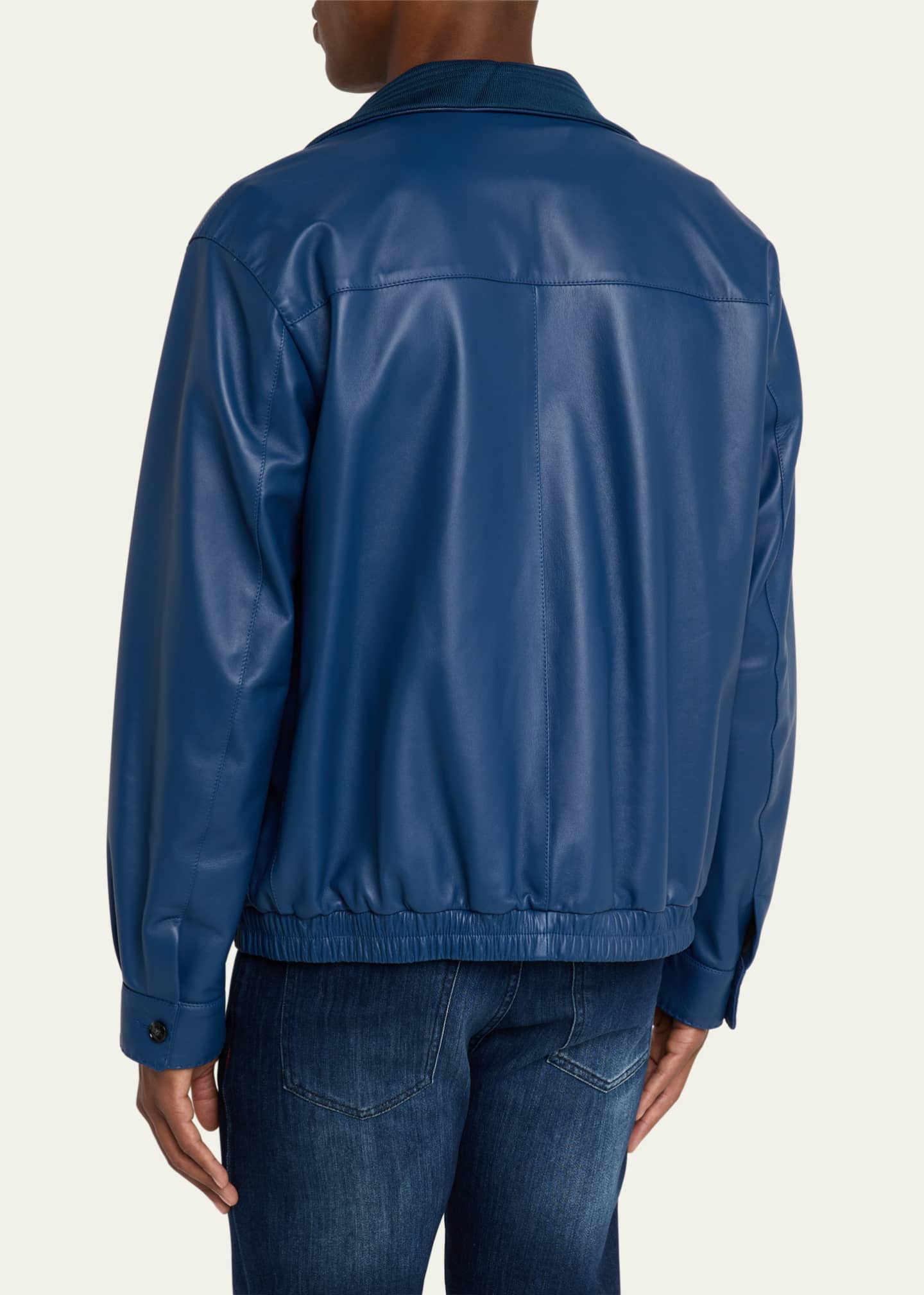 Kiton Men's Leather Full-Zip Bomber Jacket - Bergdorf Goodman