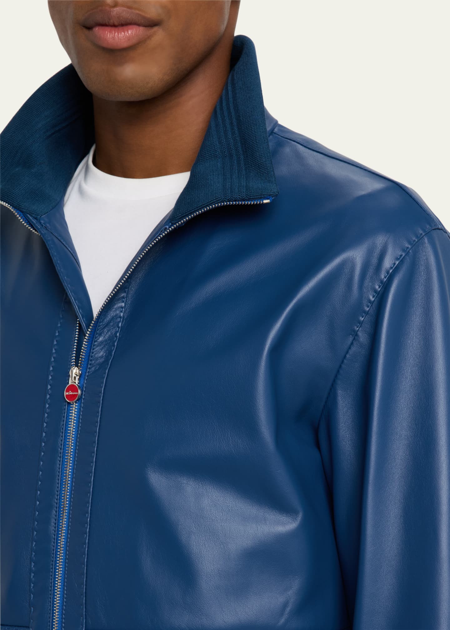 Kiton Men's Leather Full-Zip Bomber Jacket - Bergdorf Goodman