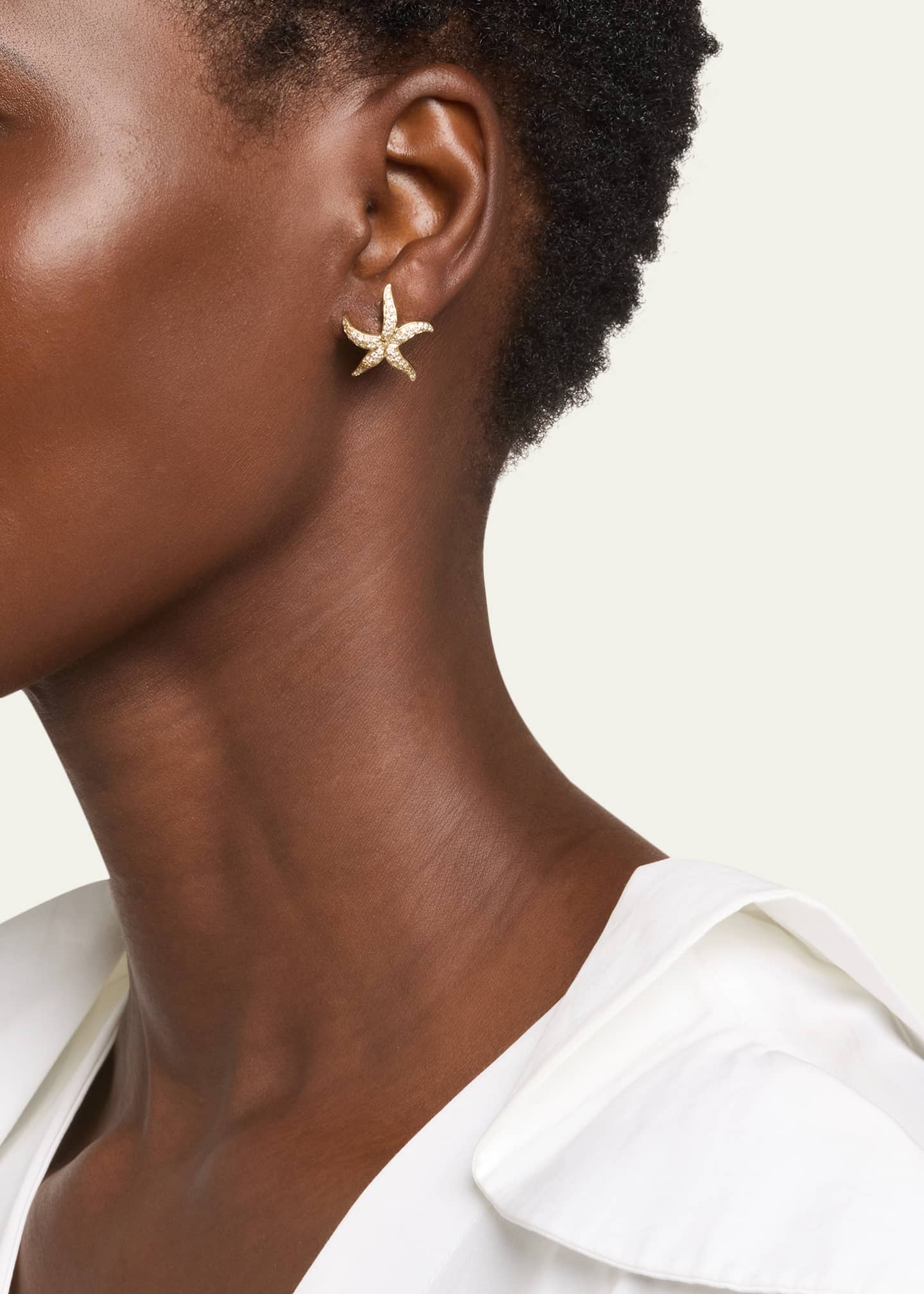 Sydney Evan 14K Gold Diamond Starfish Stud Earrings - Bergdorf Goodman