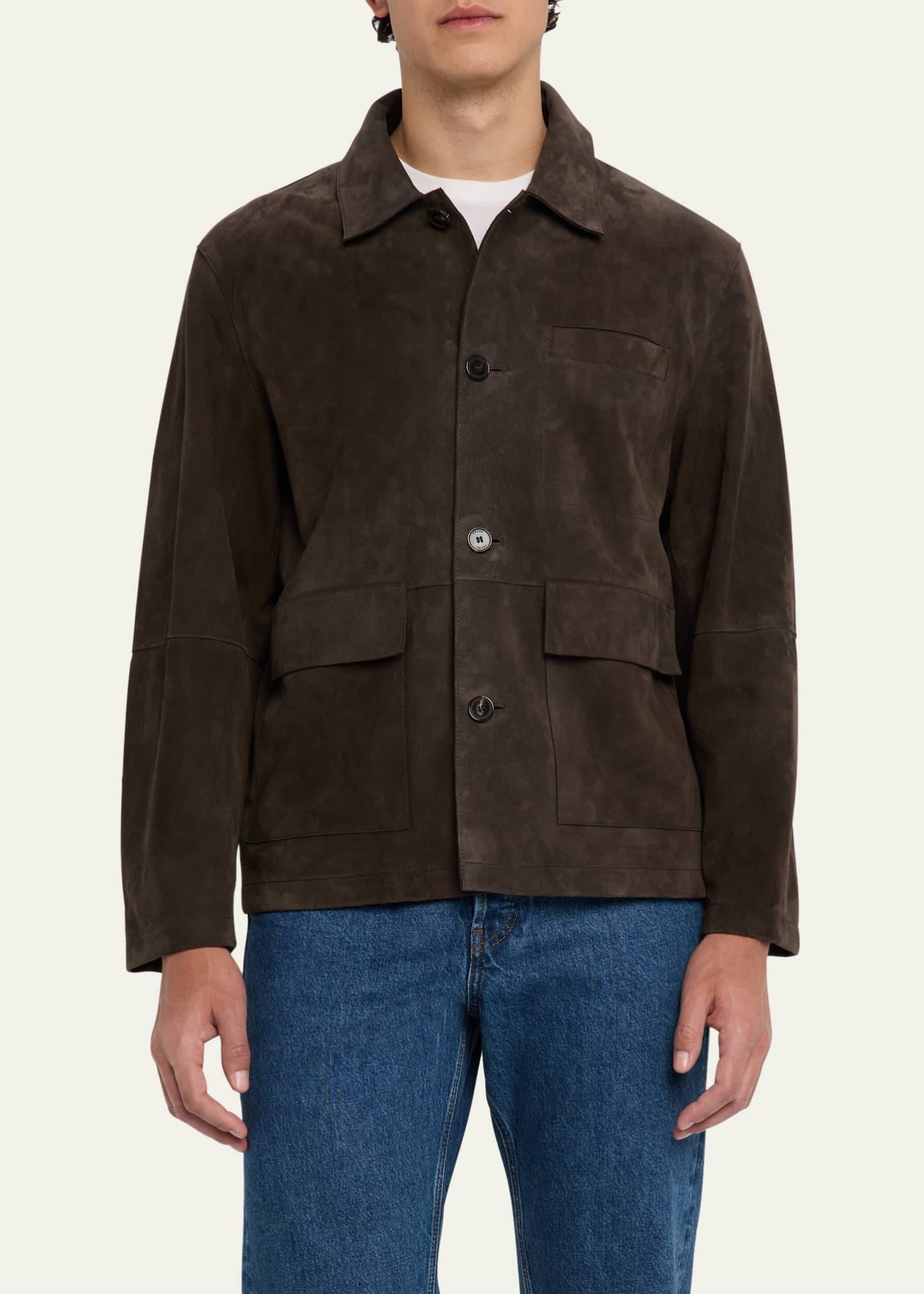 FRAME Men's Suede Chore Coat - Bergdorf Goodman
