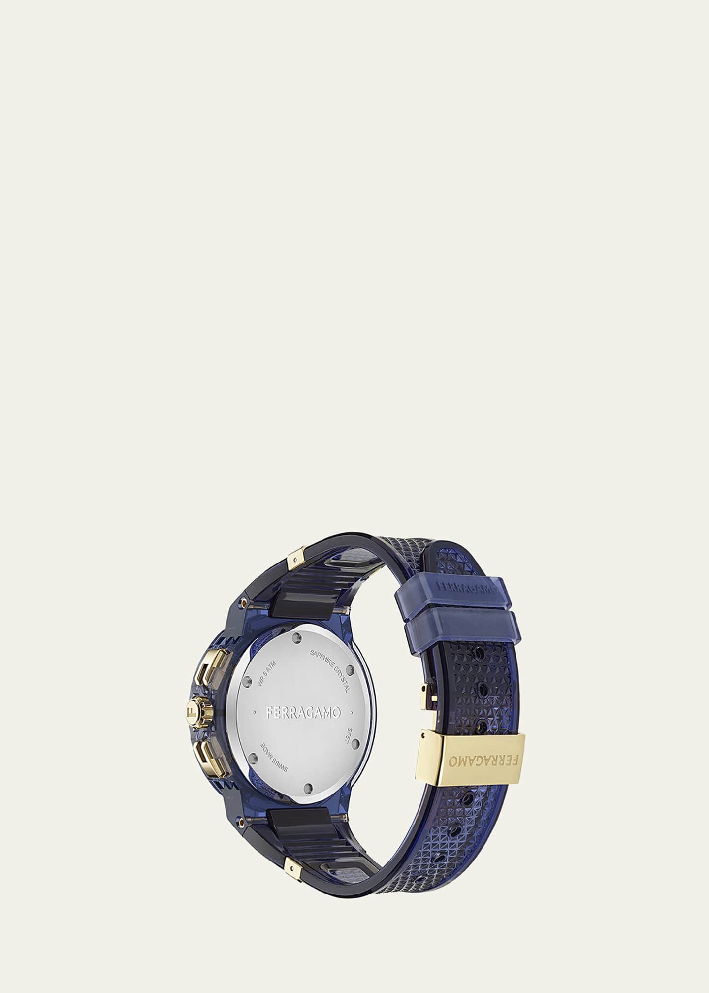 Ferragamo F-80 44mm Translucent Blue Bioplastic Chronograph Watch ...