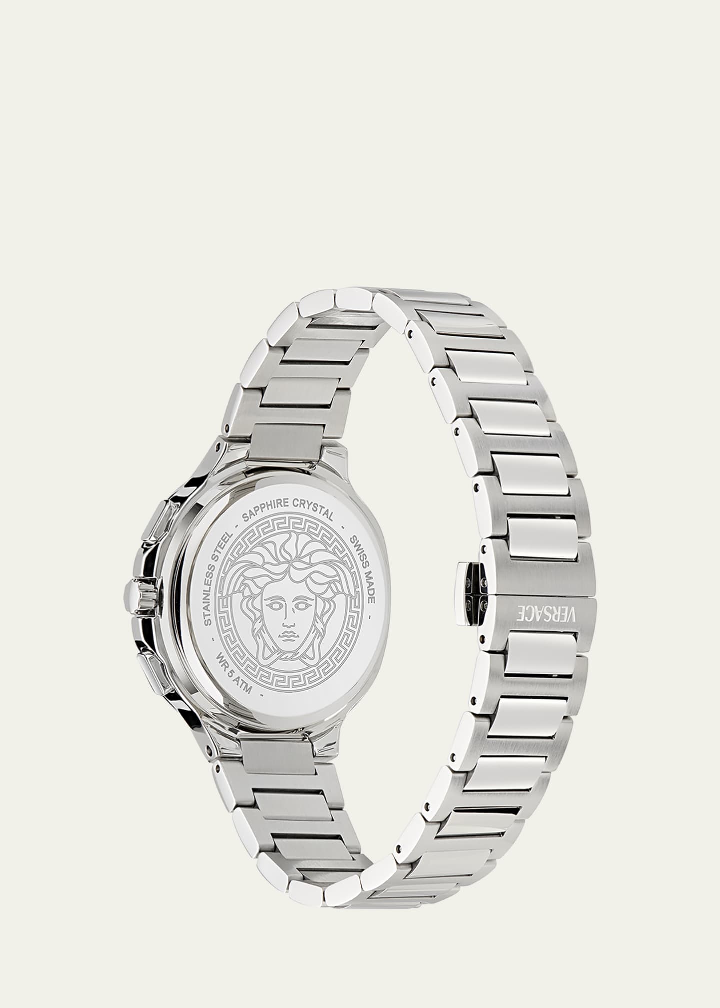 Versace V-Chrono Square 40mm Stainless Steel Bracelet Watch - Bergdorf ...