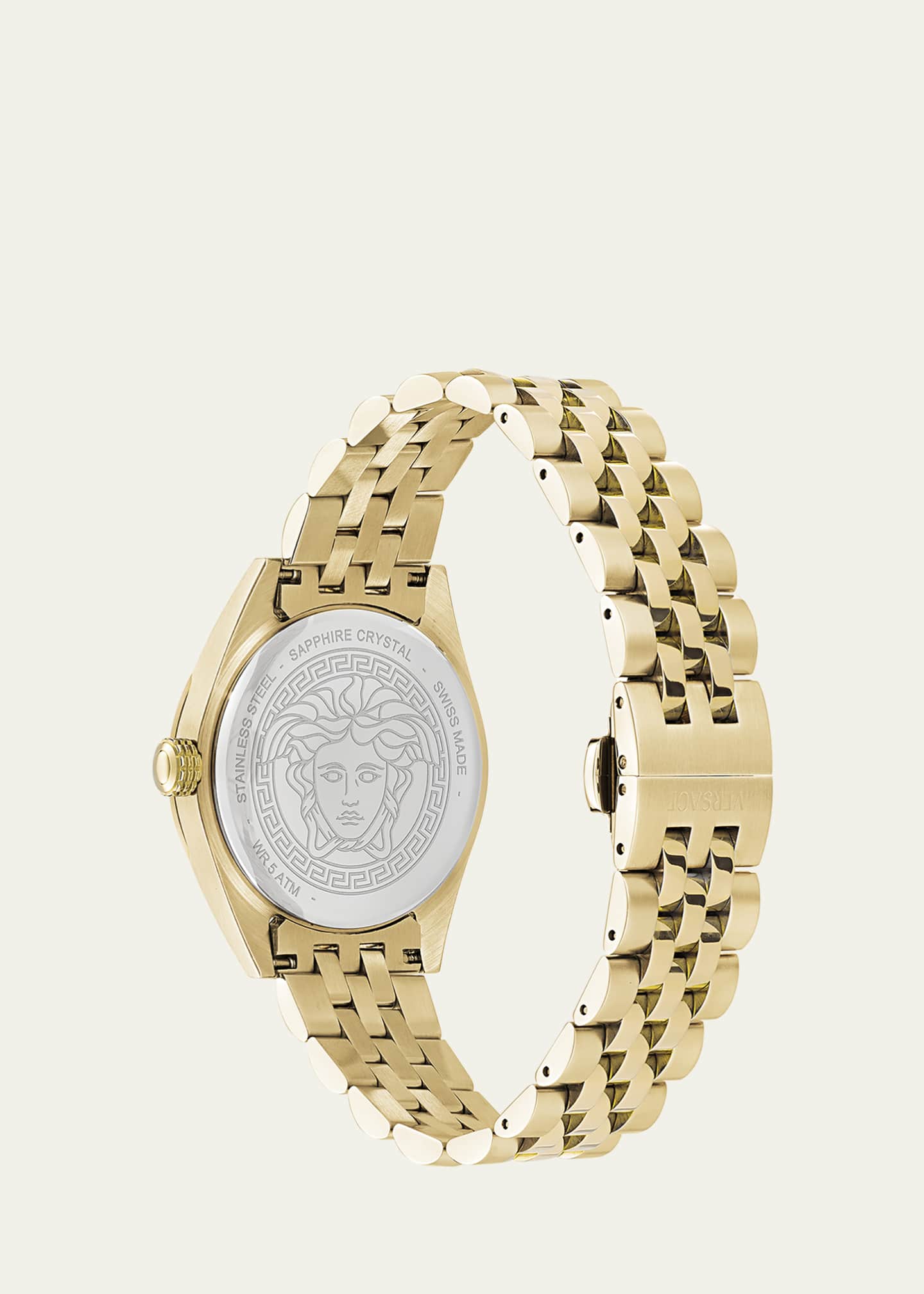Versace V-Code 36mm IP Yellow Gold Bracelet Watch - Bergdorf Goodman