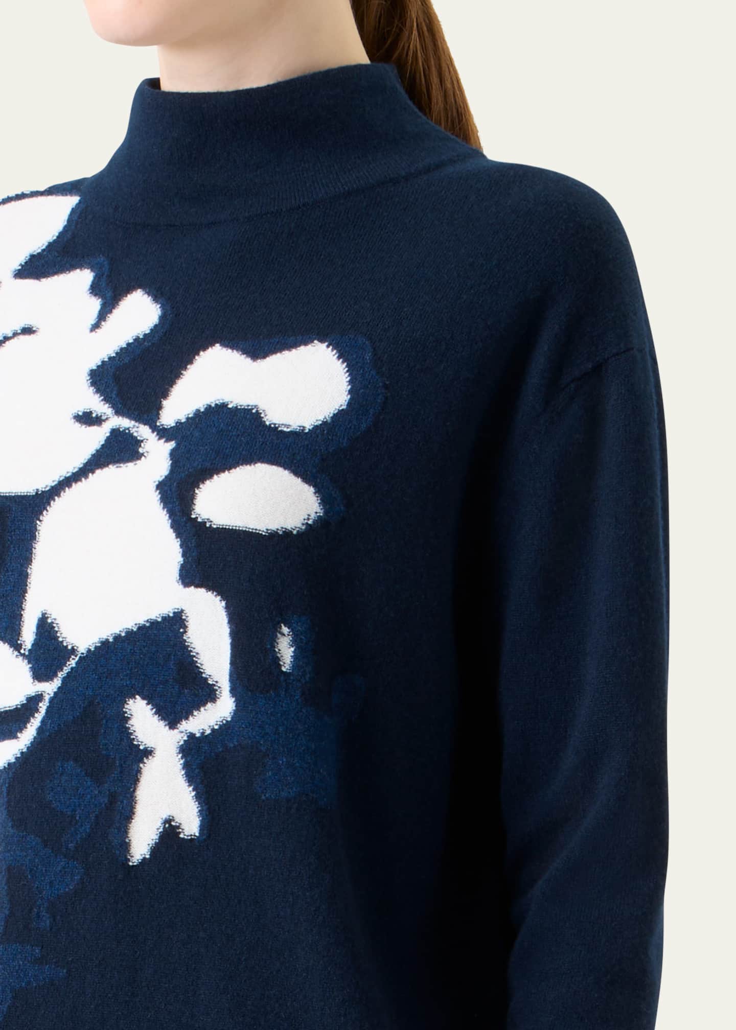 Akris Mock-Neck Wildflower Cashmere Sweater - Bergdorf Goodman