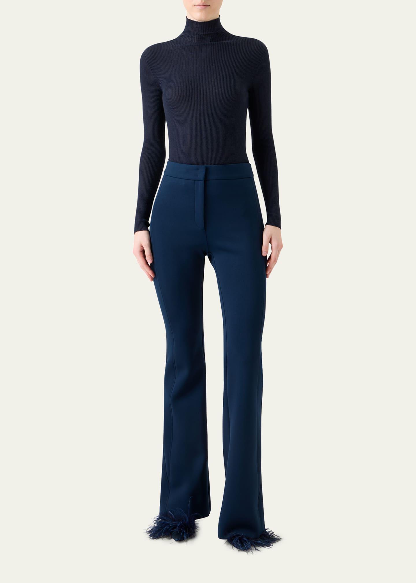 Akris Faris Side-Stripe Techno Neoprene Bootcut Pants - Bergdorf Goodman