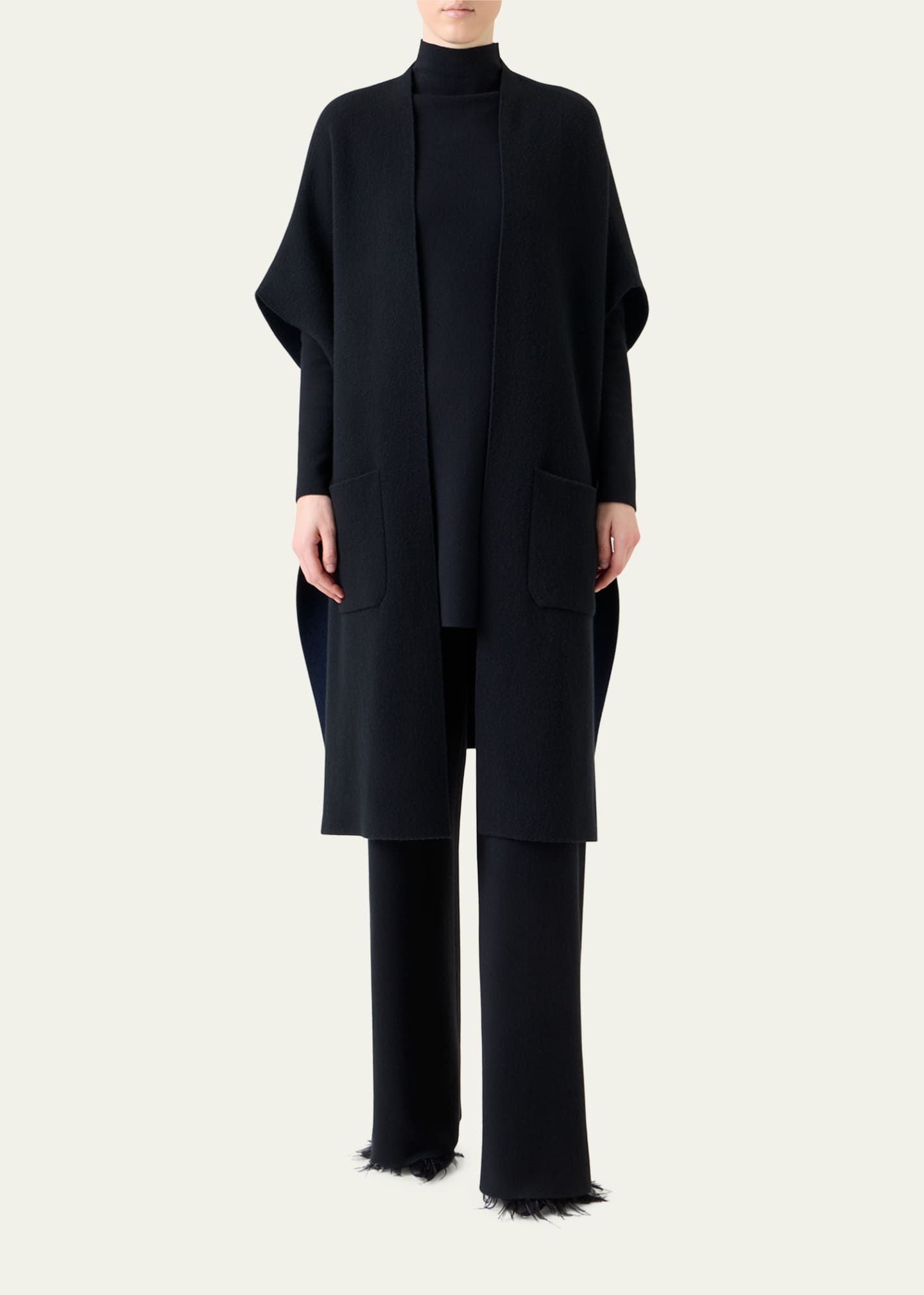 Akris Bicolor Cashmere Double-Face Knit Cape - Bergdorf Goodman