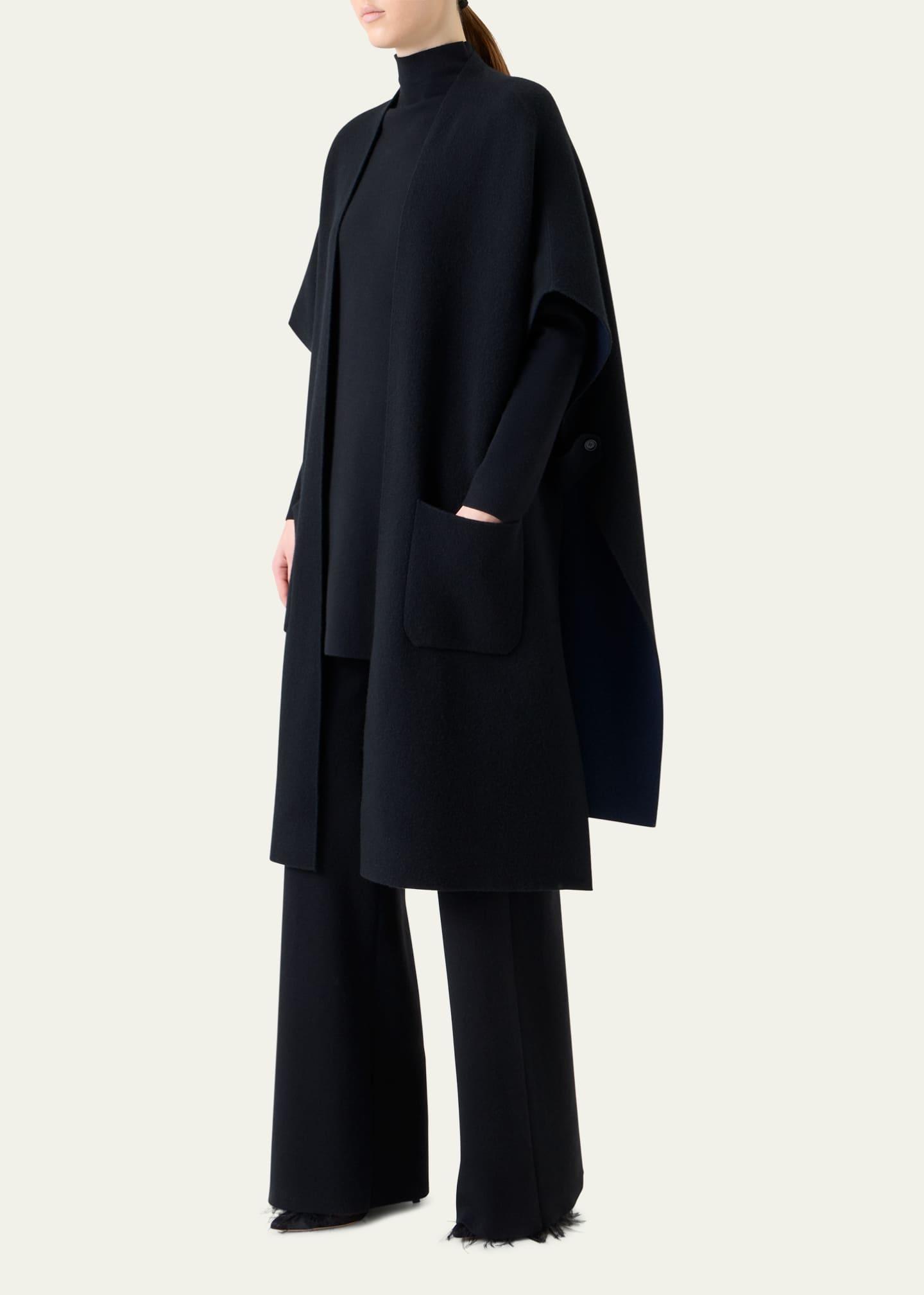 Akris Bicolor Cashmere Double-Face Knit Cape - Bergdorf Goodman