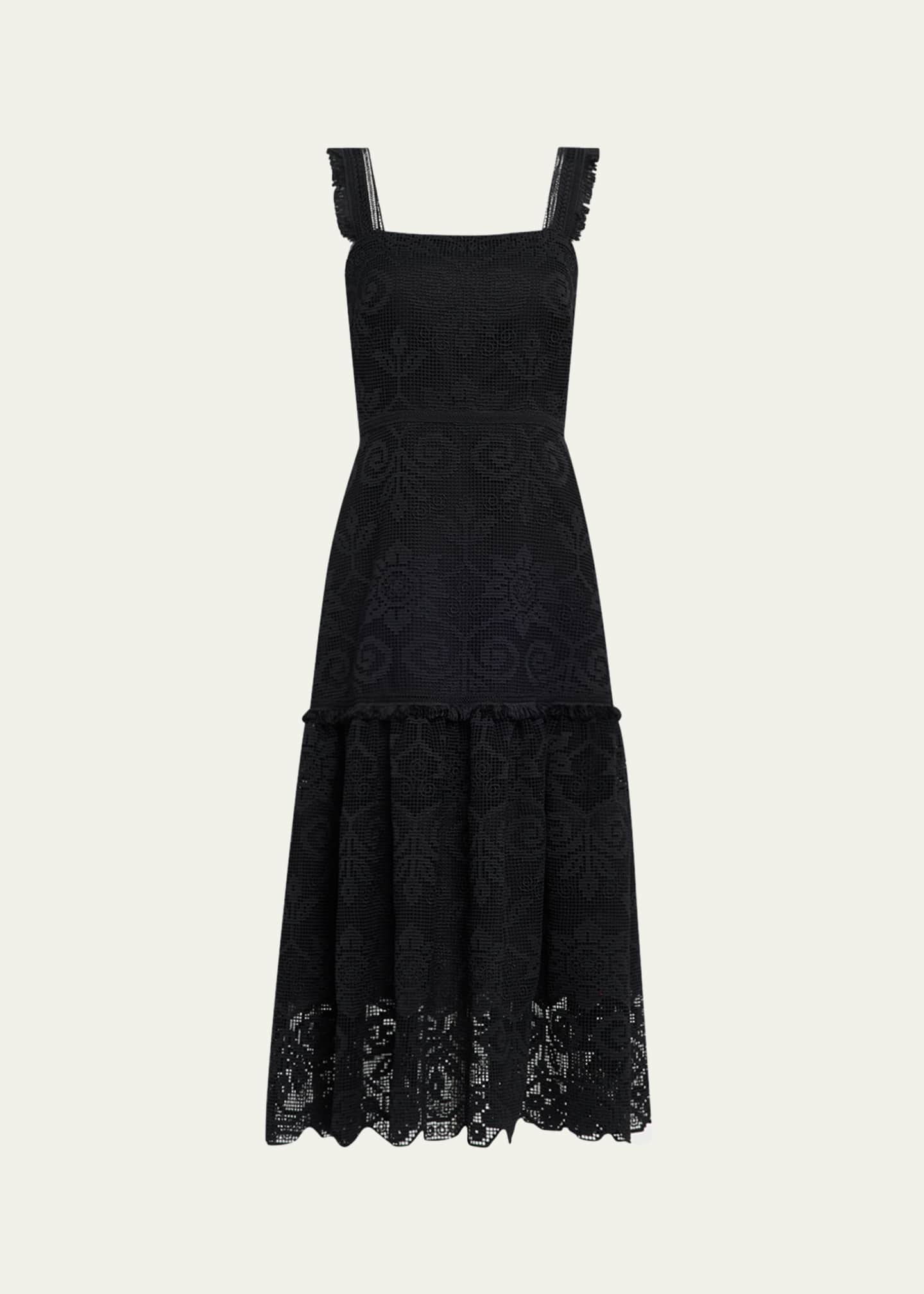 Kobi Halperin Mona Square-Neck Lace Midi Dress - Bergdorf Goodman