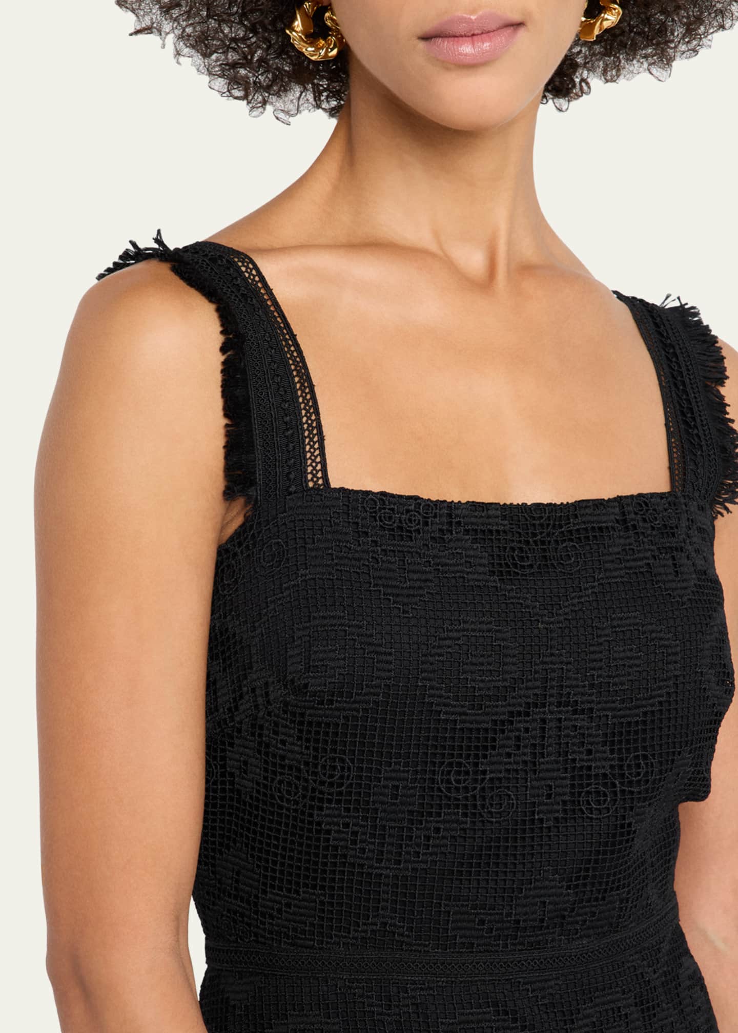 Kobi Halperin Mona Square-Neck Lace Midi Dress - Bergdorf Goodman