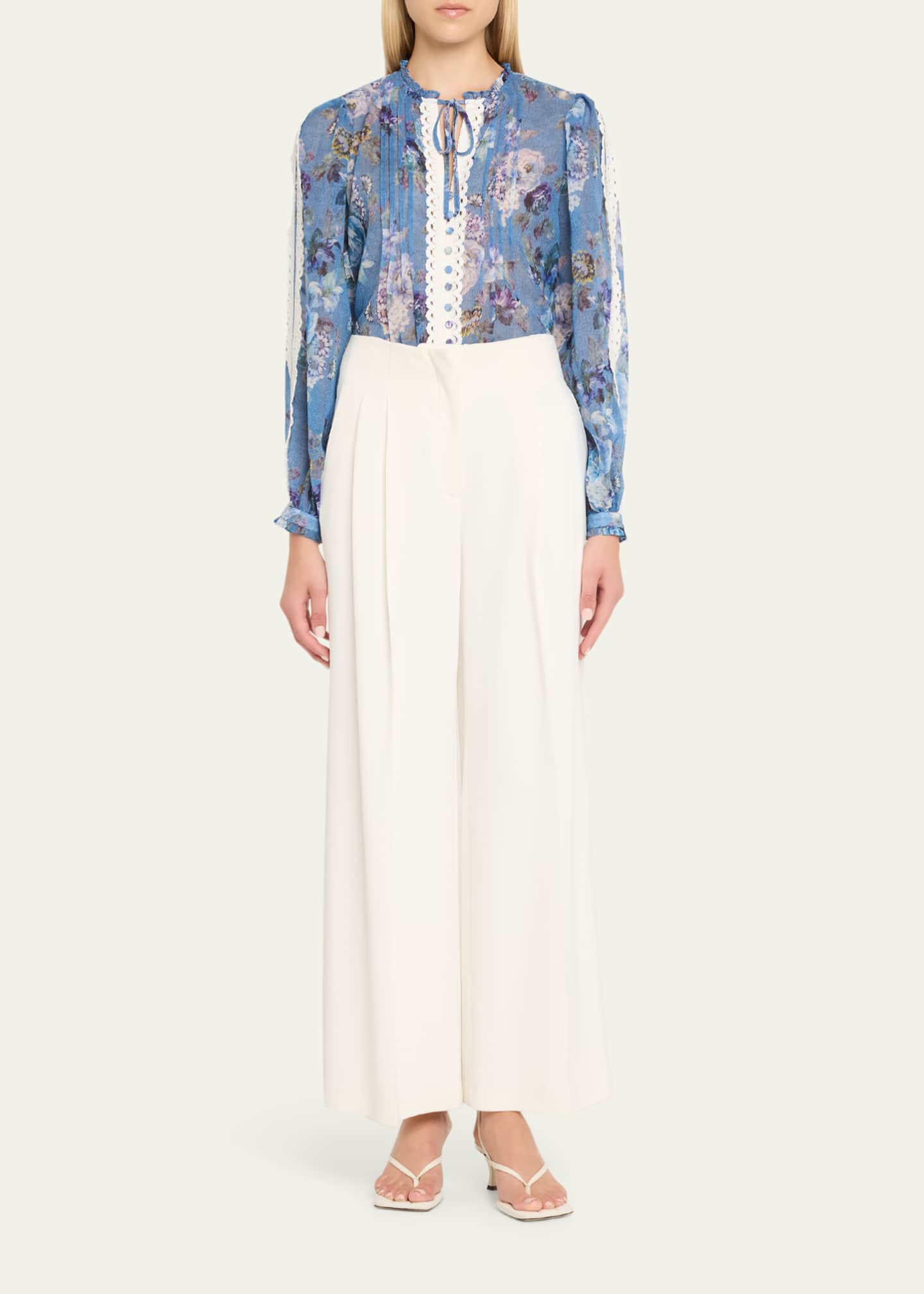 Kobi Halperin Ingrid Pintuck Floral-Print Blouse - Bergdorf Goodman
