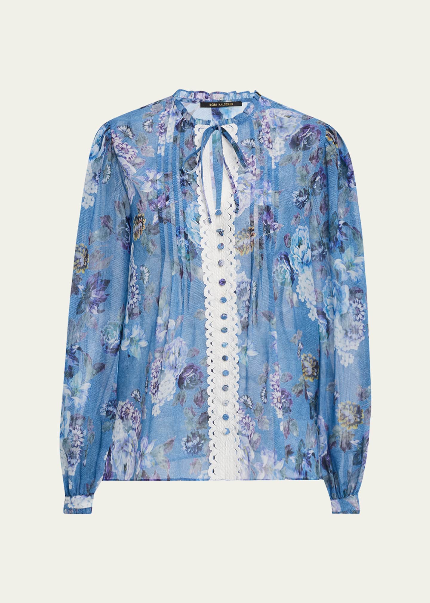 Kobi Halperin Ingrid Pintuck Floral-Print Blouse - Bergdorf Goodman