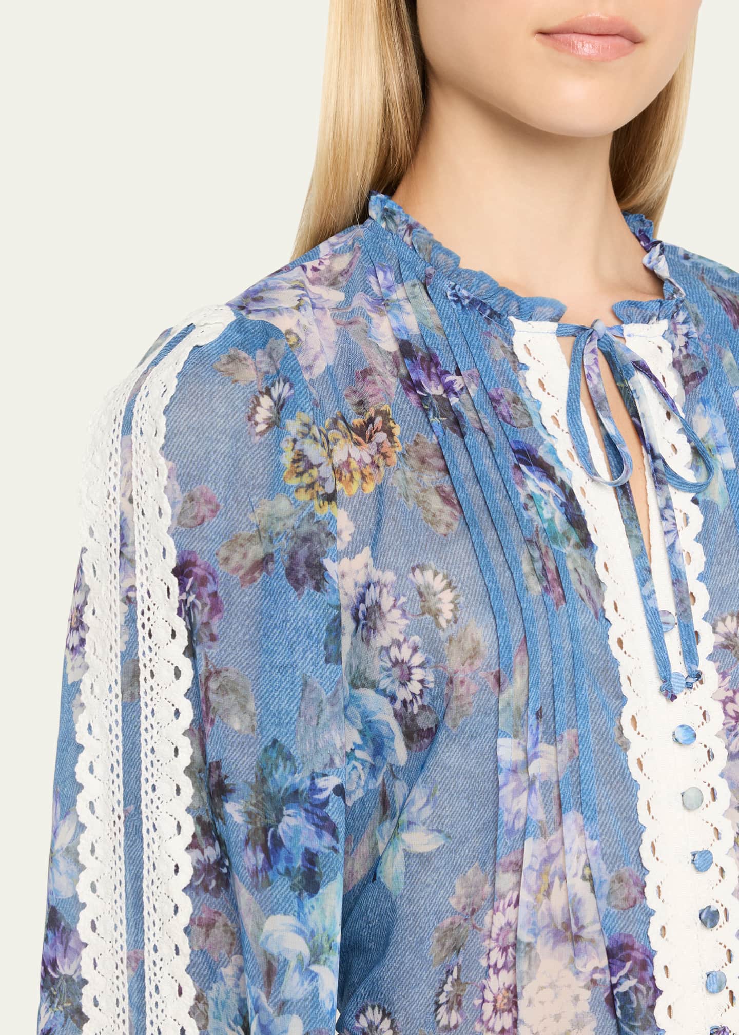 Kobi Halperin Ingrid Pintuck Floral-Print Blouse - Bergdorf Goodman