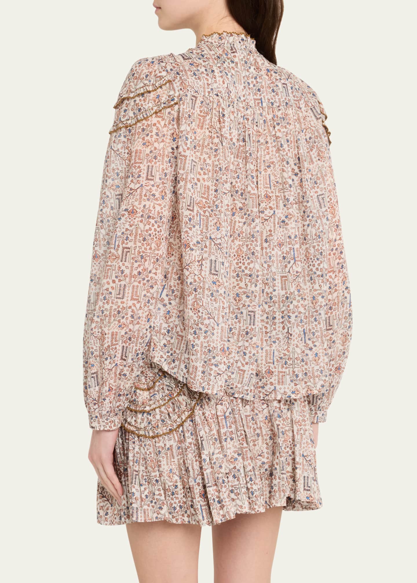 Etoile Isabel Marant Christa Printed Ruffle Blouse - Bergdorf Goodman