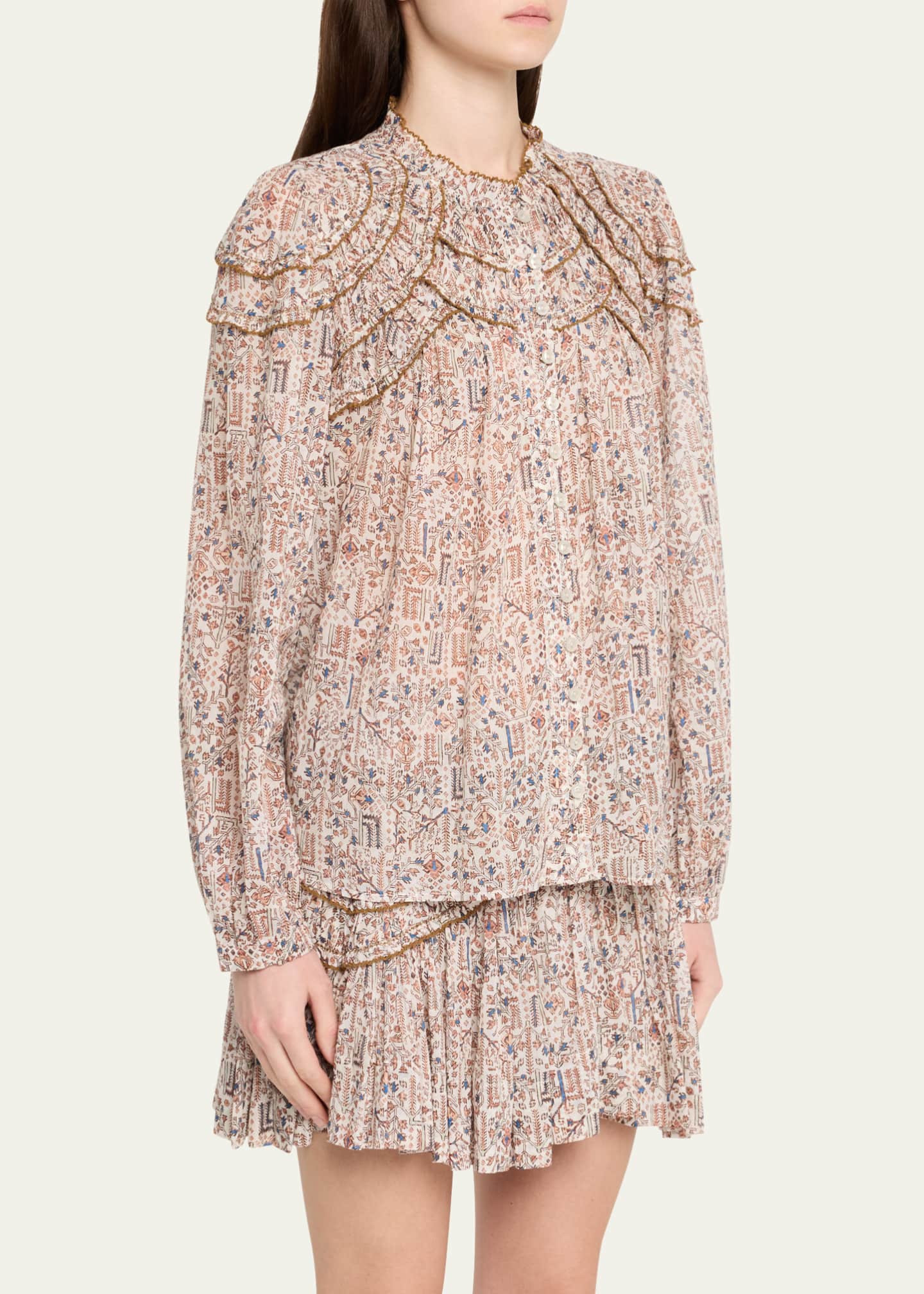 Etoile Isabel Marant Christa Printed Ruffle Blouse - Bergdorf Goodman
