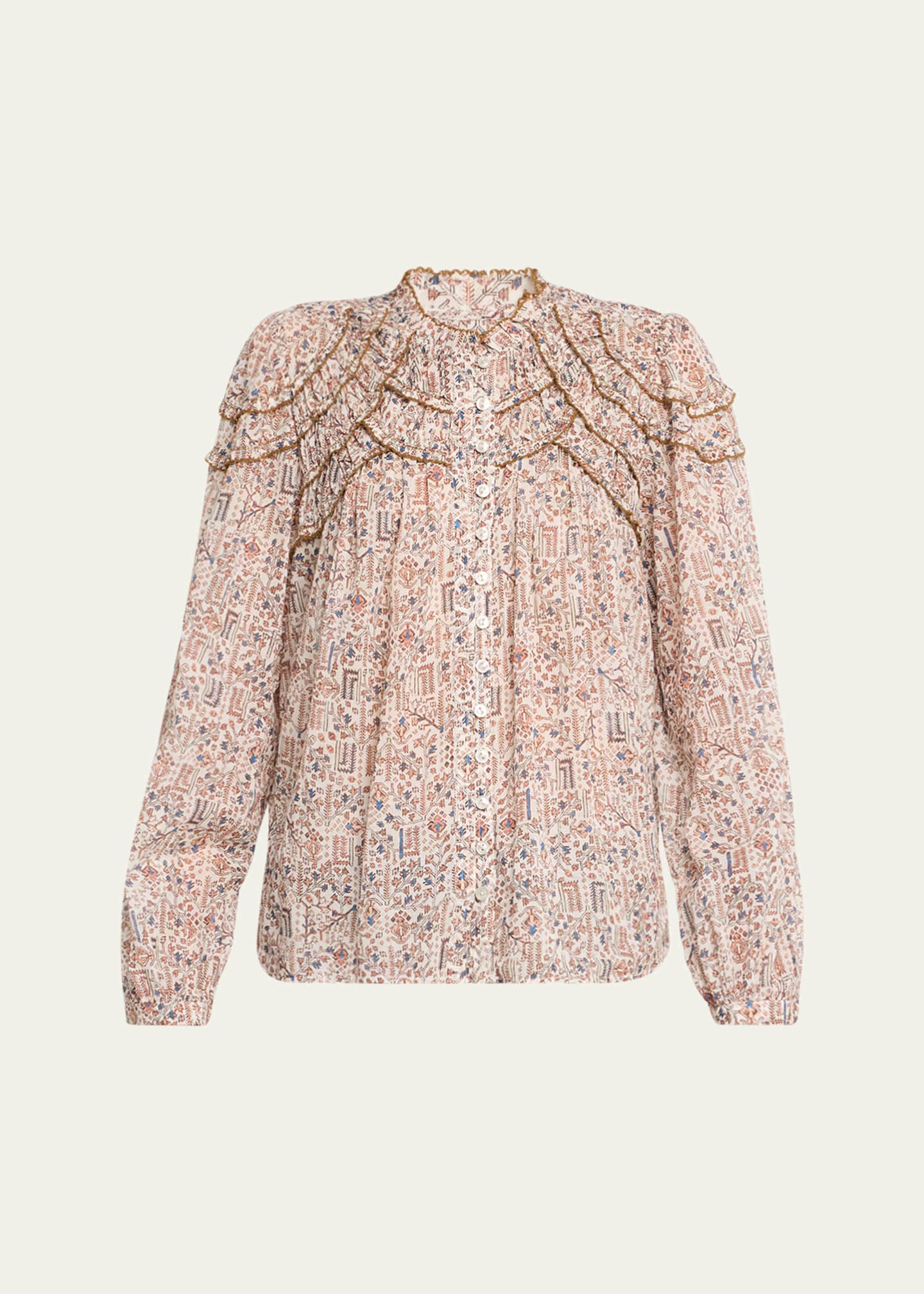 Etoile Isabel Marant Christa Printed Ruffle Blouse - Bergdorf Goodman