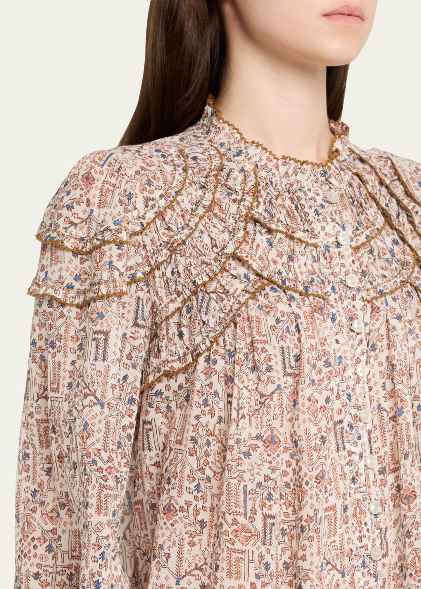 Etoile Isabel Marant Christa Printed Ruffle Blouse - Bergdorf Goodman