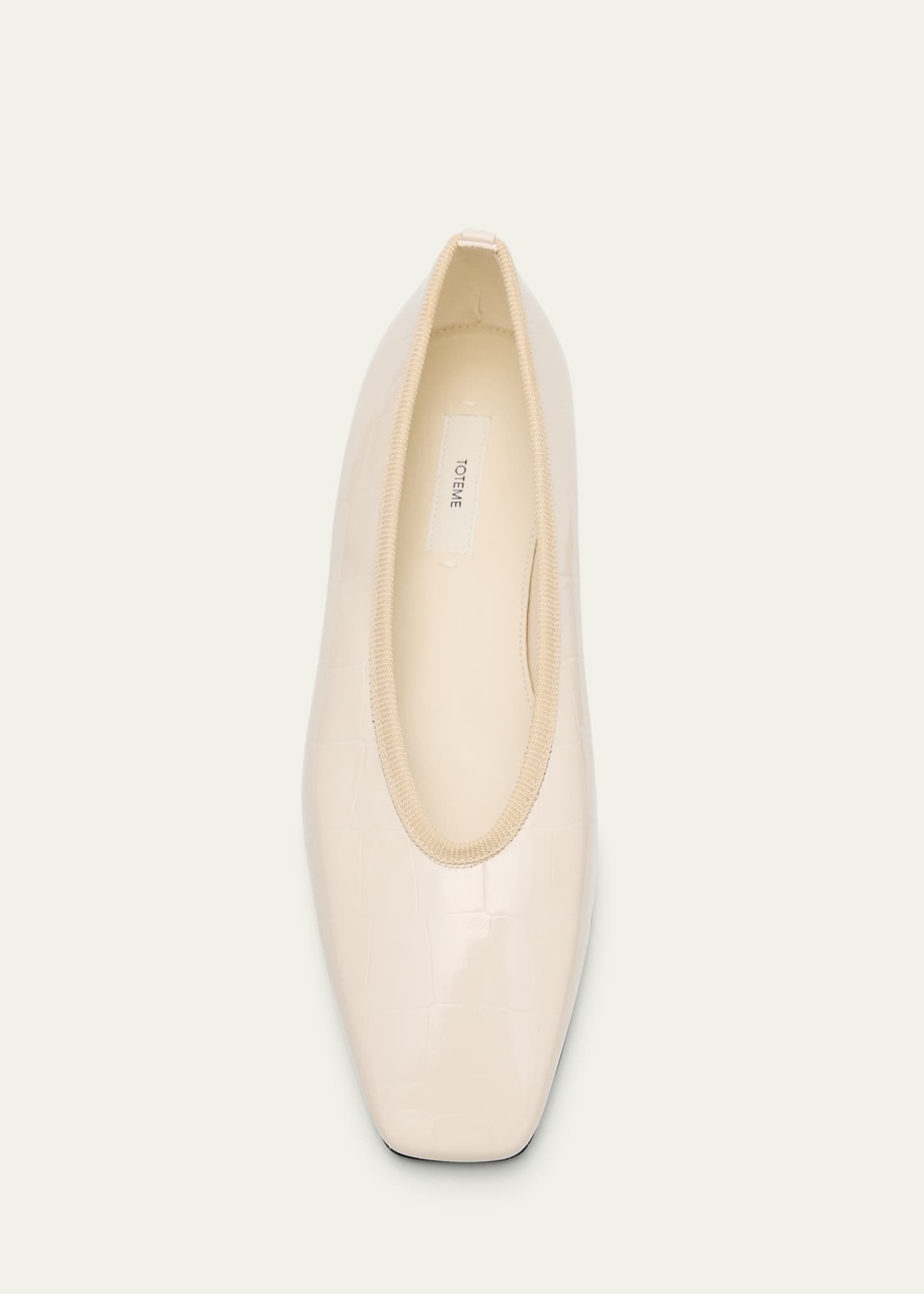 Toteme Minimalist Croc-Embossed Patent Leather Ballerina Flats ...