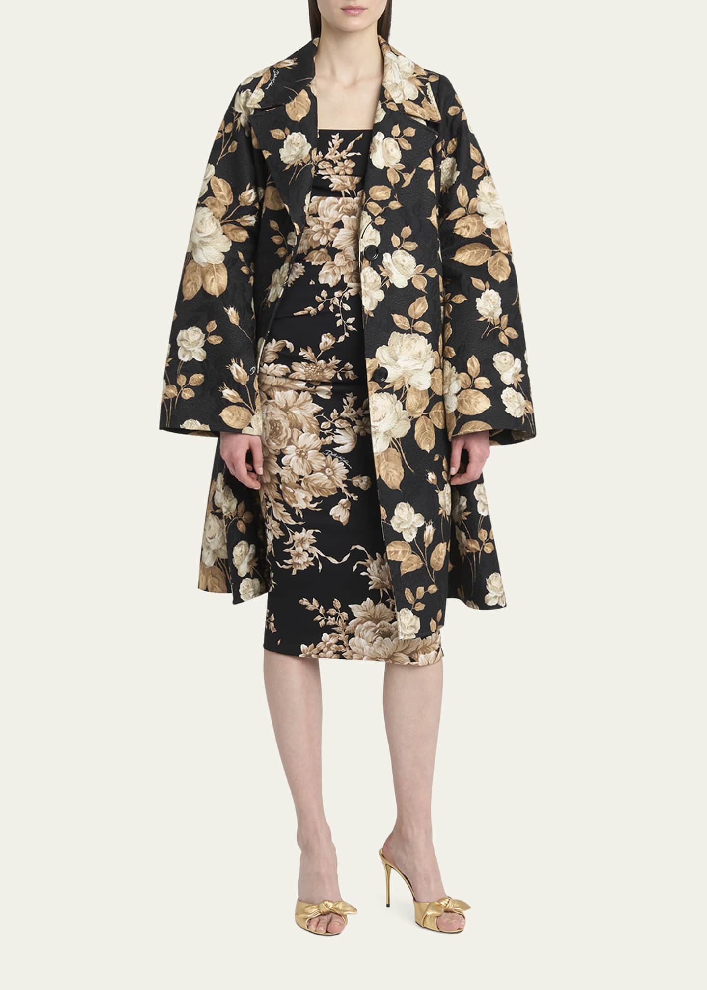 Dolce&Gabbana Floral Print Crinkle Coat - Bergdorf Goodman