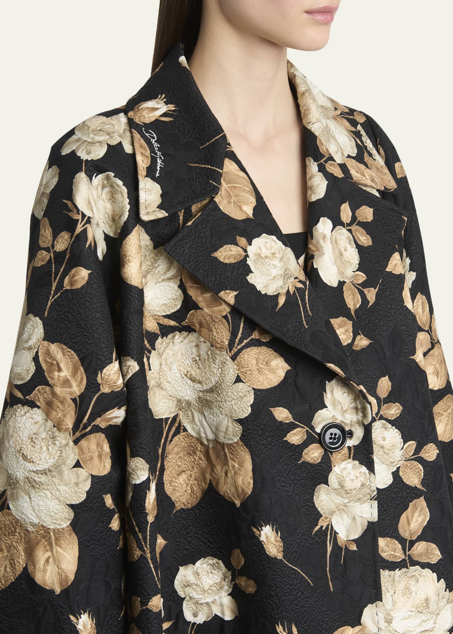 Dolce&Gabbana Floral Print Crinkle Coat - Bergdorf Goodman
