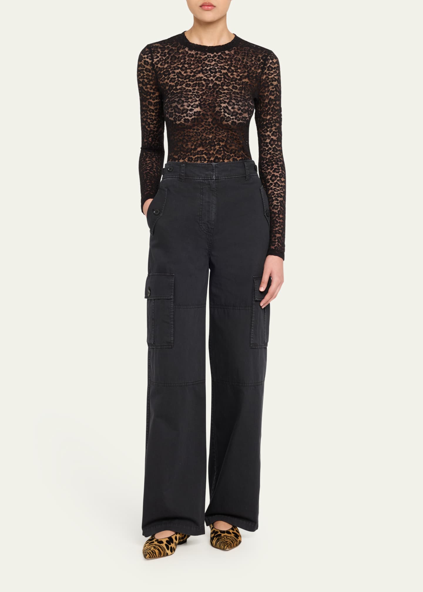 Ulla Johnson Anise Leopard Long-Sleeve Top - Bergdorf Goodman