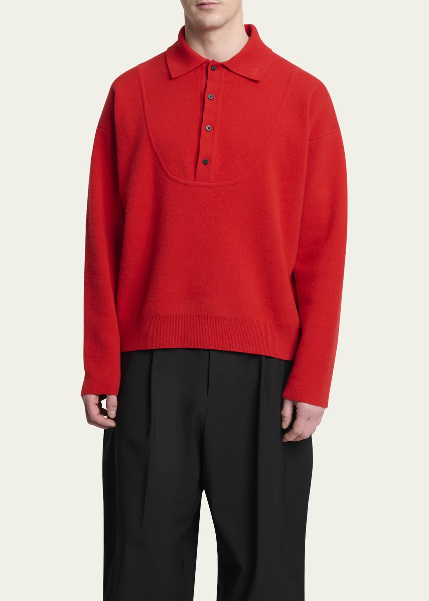Jacquemus Men's Doppio Wool and Nylon Cardigan - Bergdorf Goodman