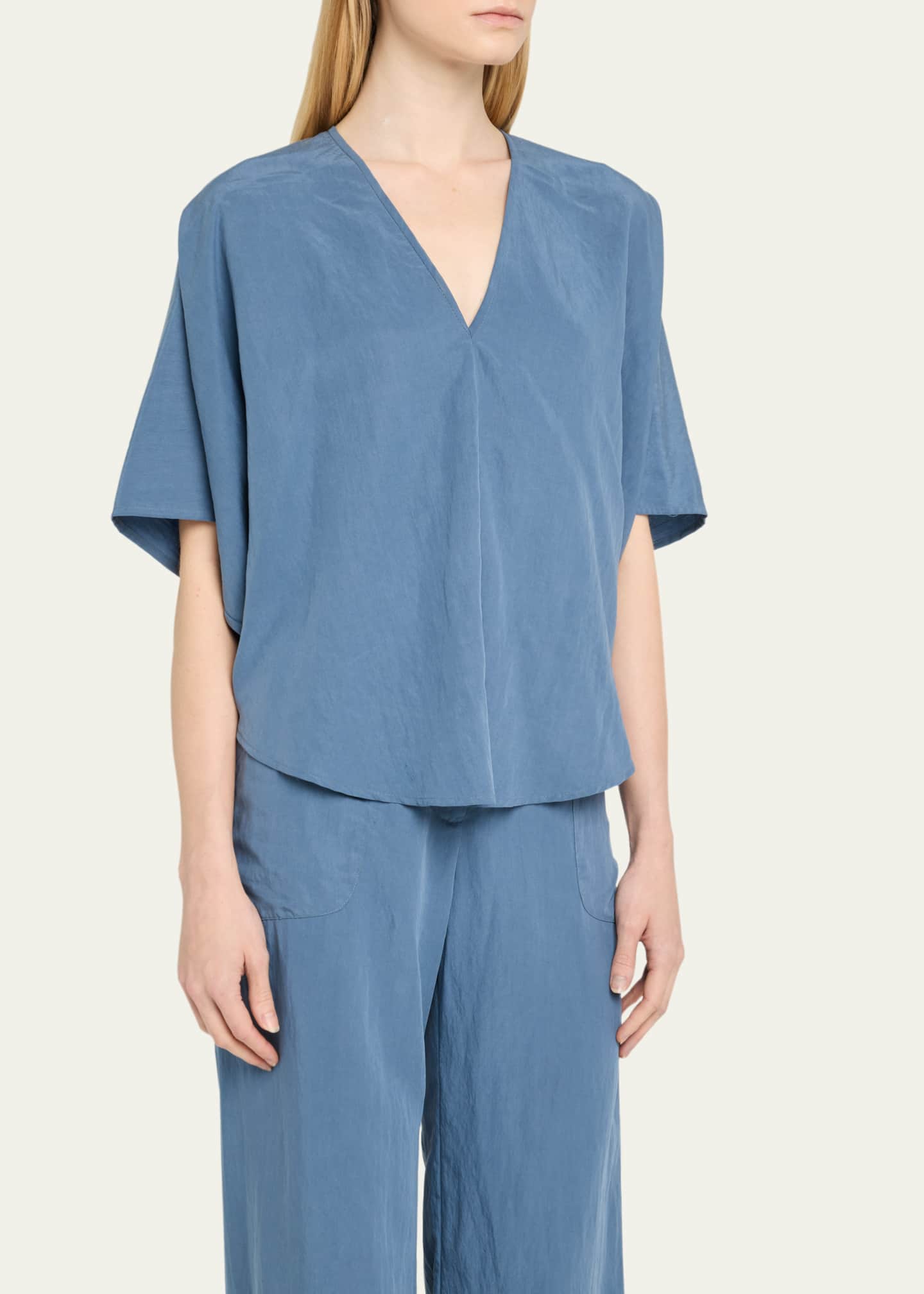 Zero + Maria Cornejo V-Neck Short-Sleeve Circle Top - Bergdorf Goodman