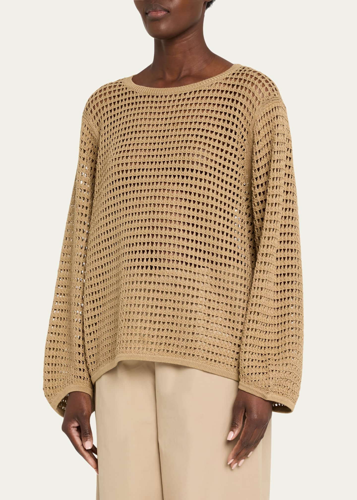 Lafayette 148 New York Open-Stitch Cotton Rope Yarn Sweater - Bergdorf ...