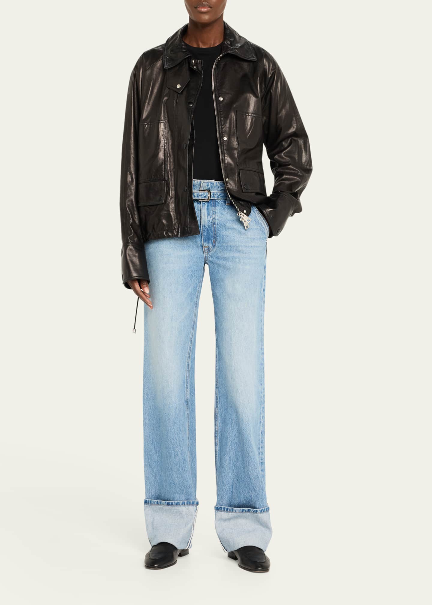 Brandon Maxwell Harper Leather Balloon Jacket - Bergdorf Goodman