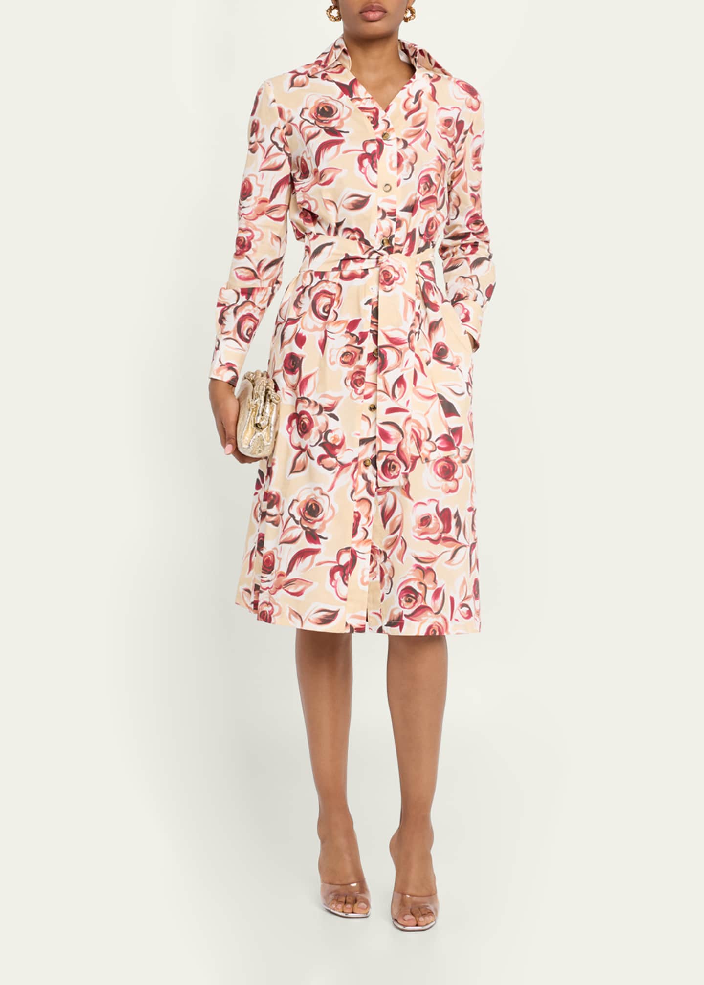Chiara Boni La Petite Robe Belted Floral-Print Midi Shirtdress ...