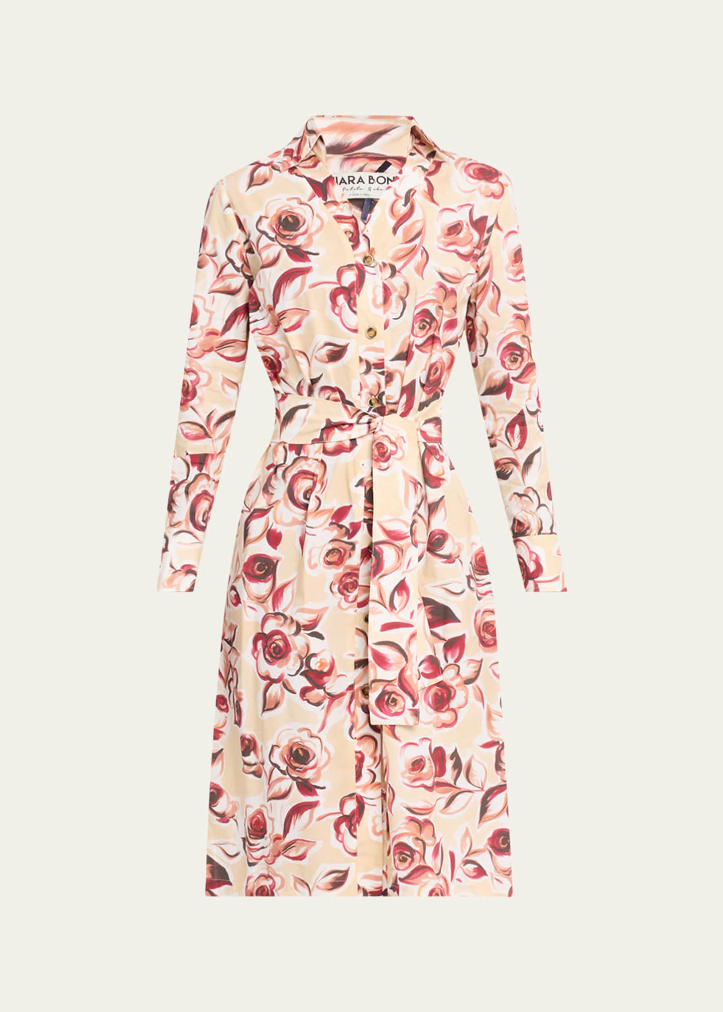 Chiara Boni La Petite Robe Belted Floral-Print Midi Shirtdress ...