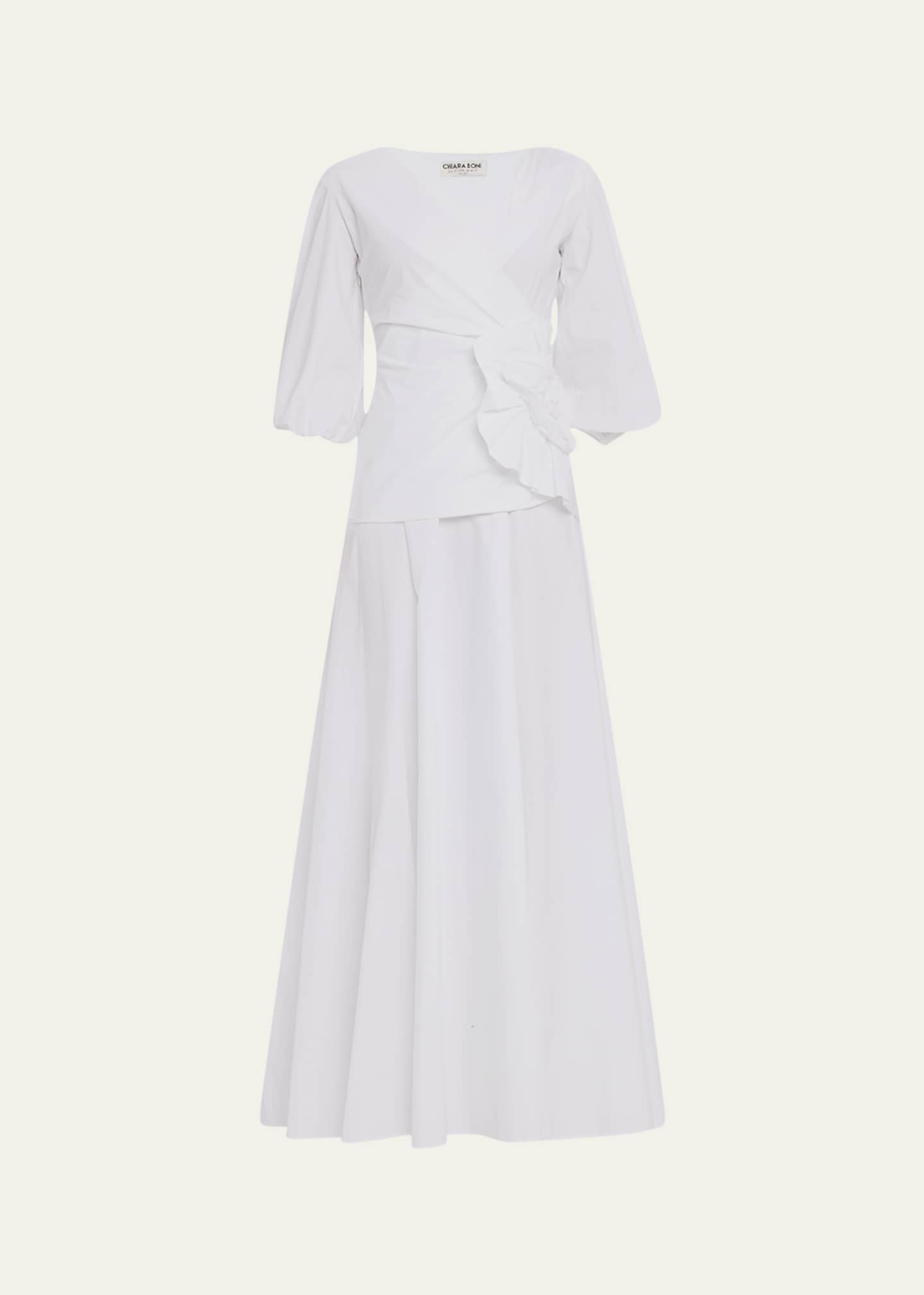 Chiara Boni La Petite Robe Flower-Embellished Stretch Cotton Maxi Dress ...