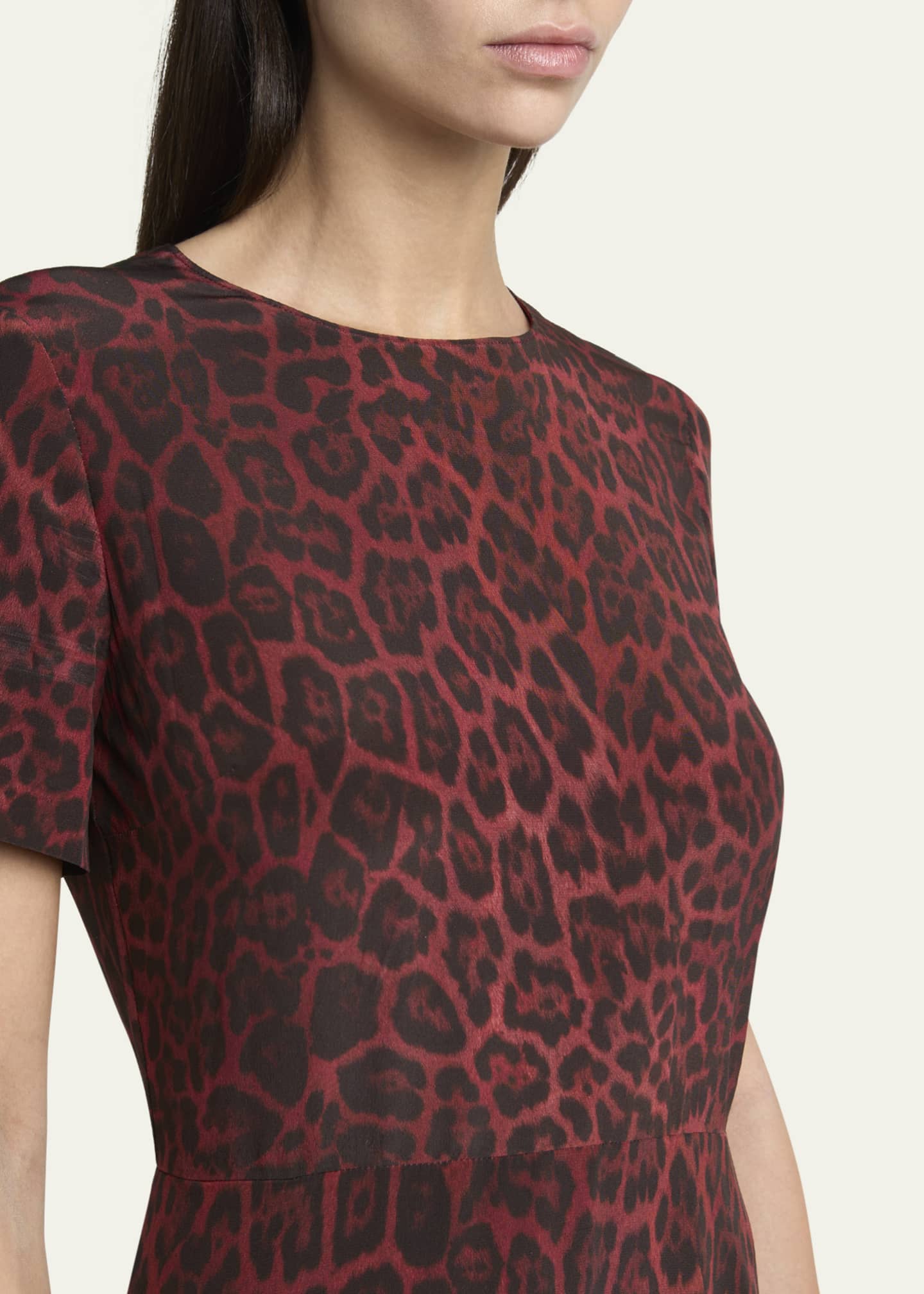 Stella McCartney Leopard Print Flared Hem Silk Dress - Bergdorf Goodman