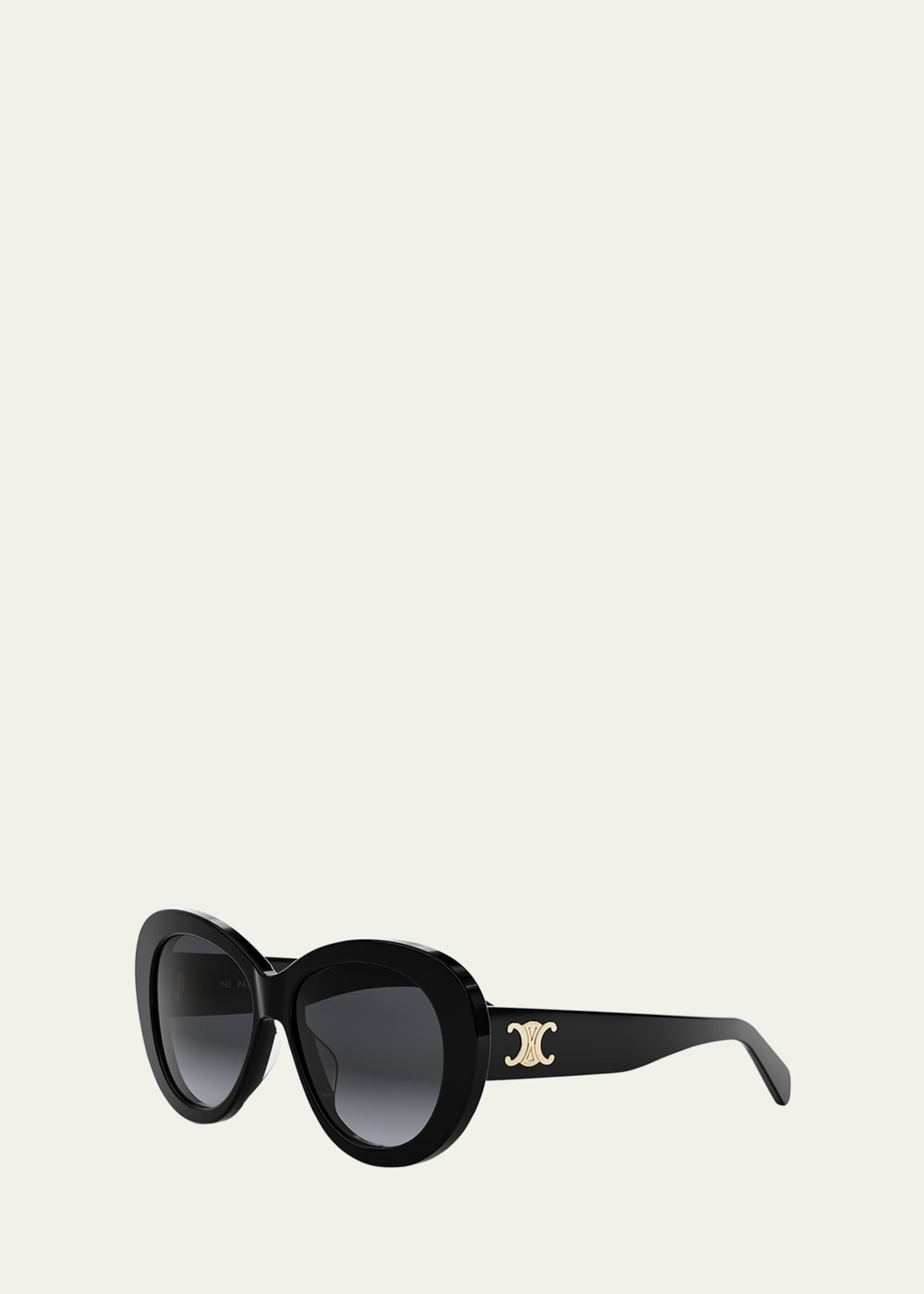 Celine Triomphe Logo Oval Acetate Sunglasses - Bergdorf Goodman