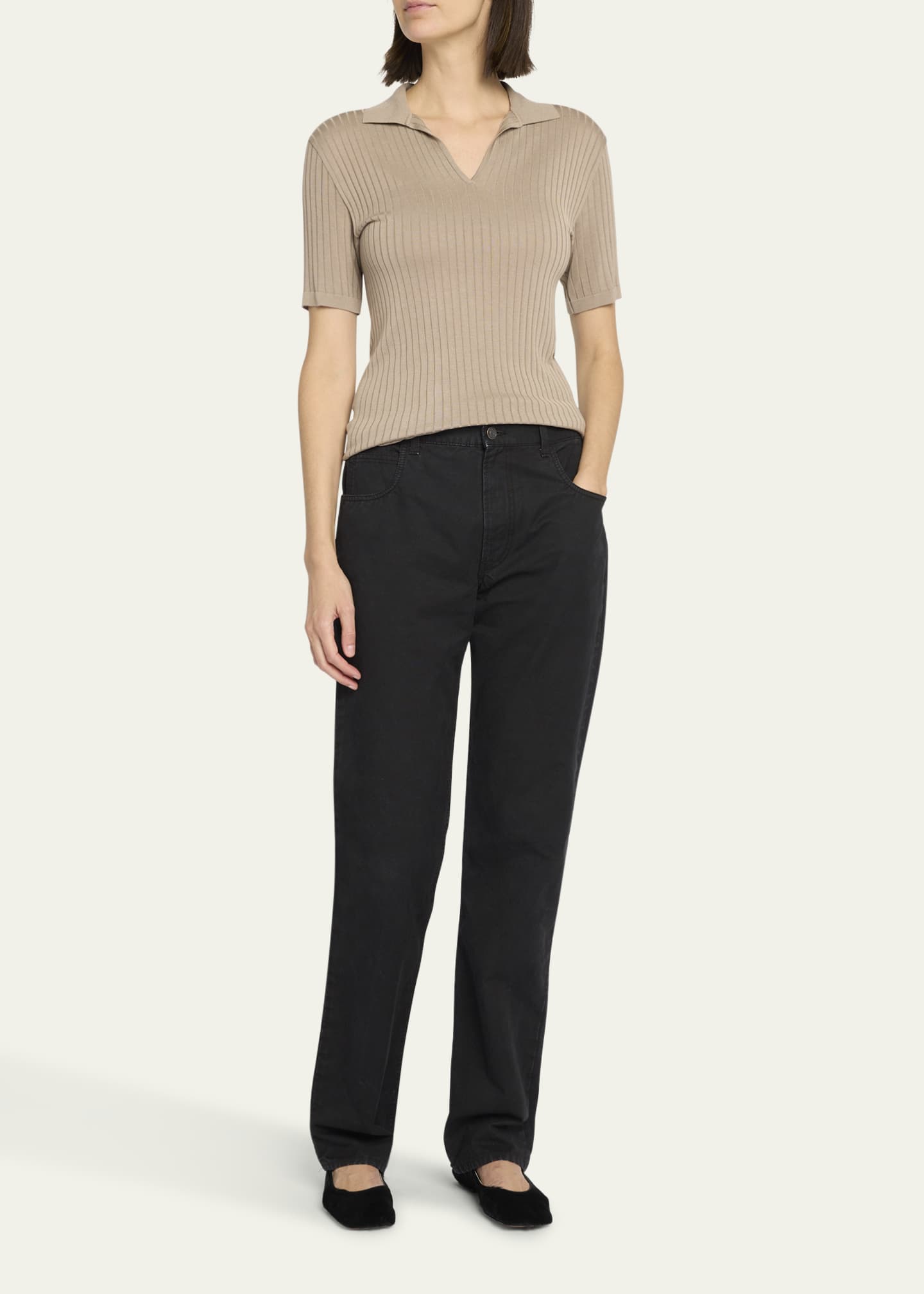 THE ROW Kaiomi Ribbed Short-Sleeve Top - Bergdorf Goodman