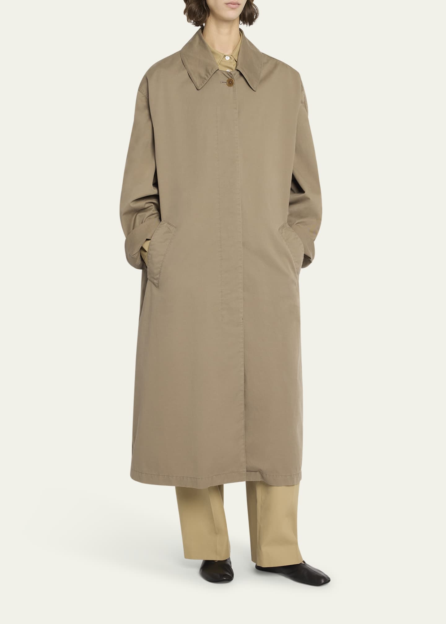 THE ROW Rocco Cotton-Cashmere Long Trench Coat - Bergdorf Goodman
