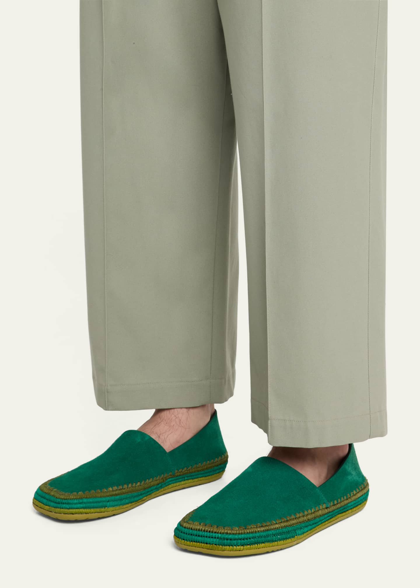 Loewe Men's Rio Suede and Raffia Espadrilles - Bergdorf Goodman