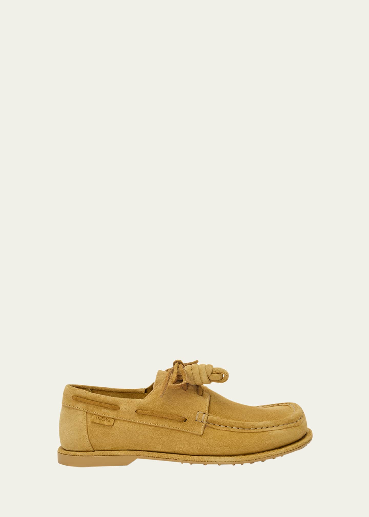 Loewe Men's Campo Suede Flamenco-Knot Boat Shoes - Bergdorf Goodman