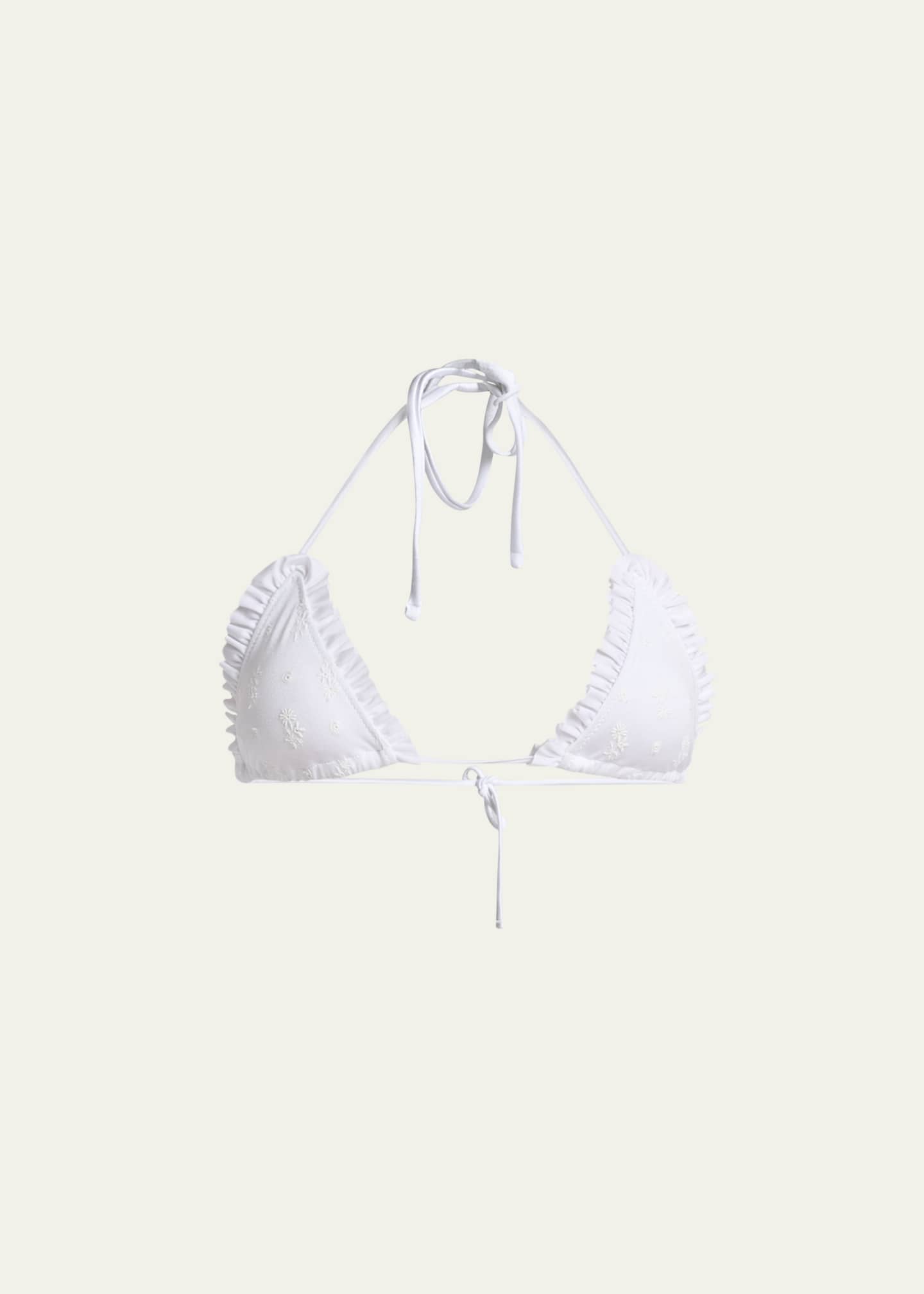 Chloe Ruffle-Trim Eyelet Bikini Top - Bergdorf Goodman