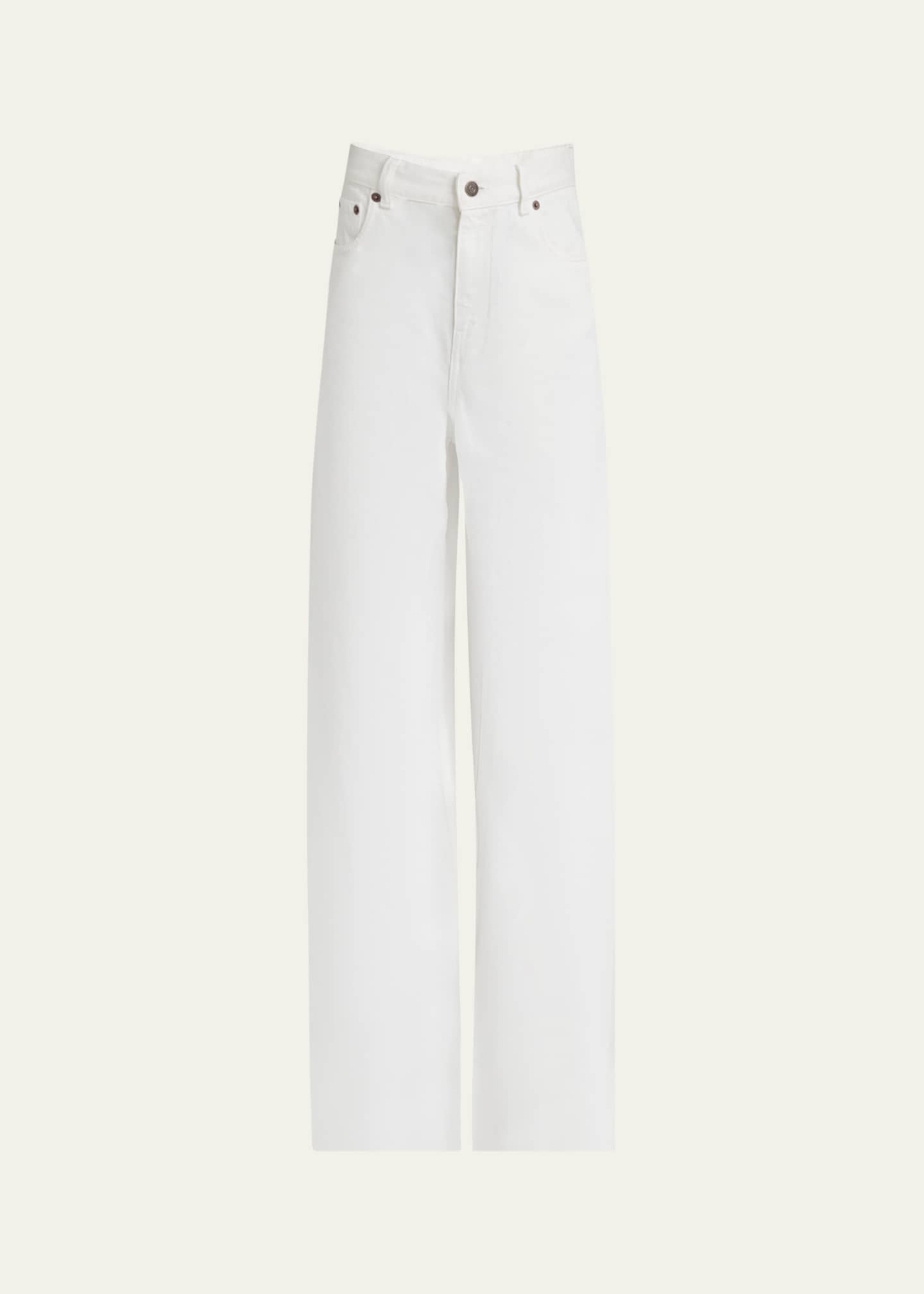 Chloe High-Rise White Denim Wide-Leg Palazzo Pants - Bergdorf Goodman