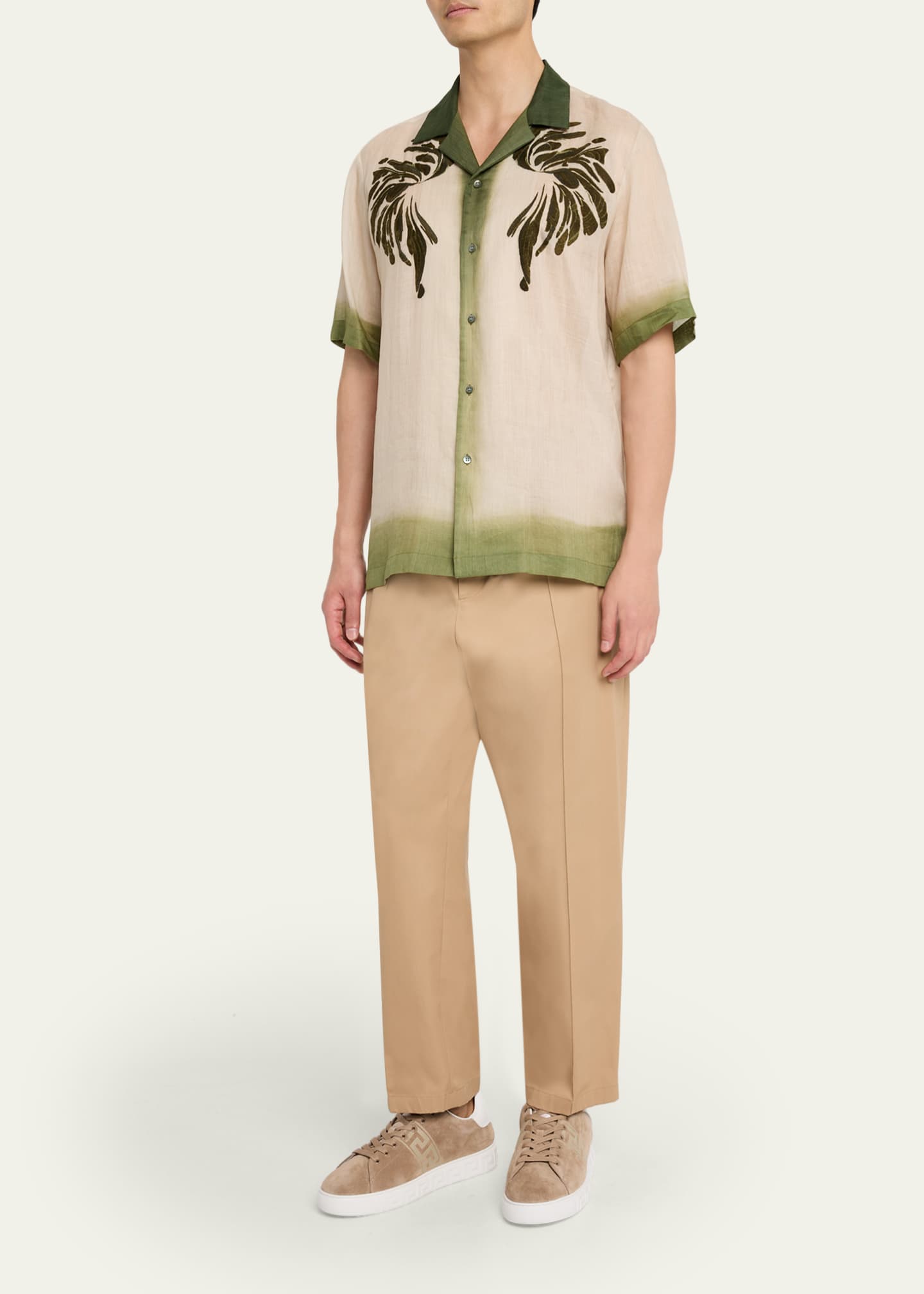 Versace Men's La Greca Greek Key Suede Low-Top Sneakers - Bergdorf Goodman