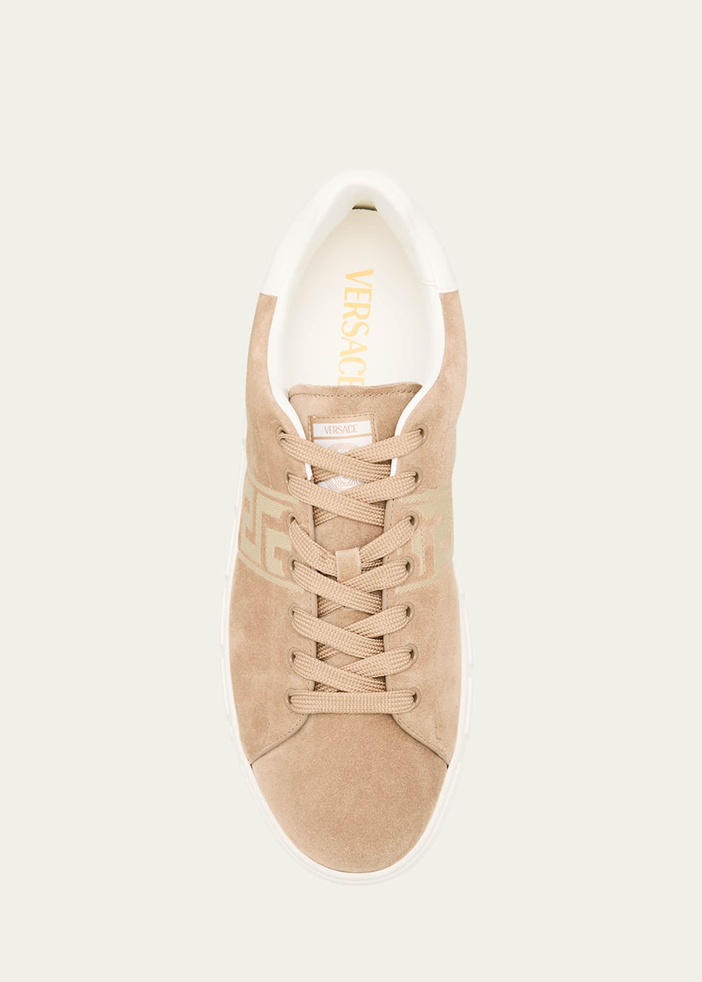 Versace Men's La Greca Greek Key Suede Low-Top Sneakers - Bergdorf Goodman